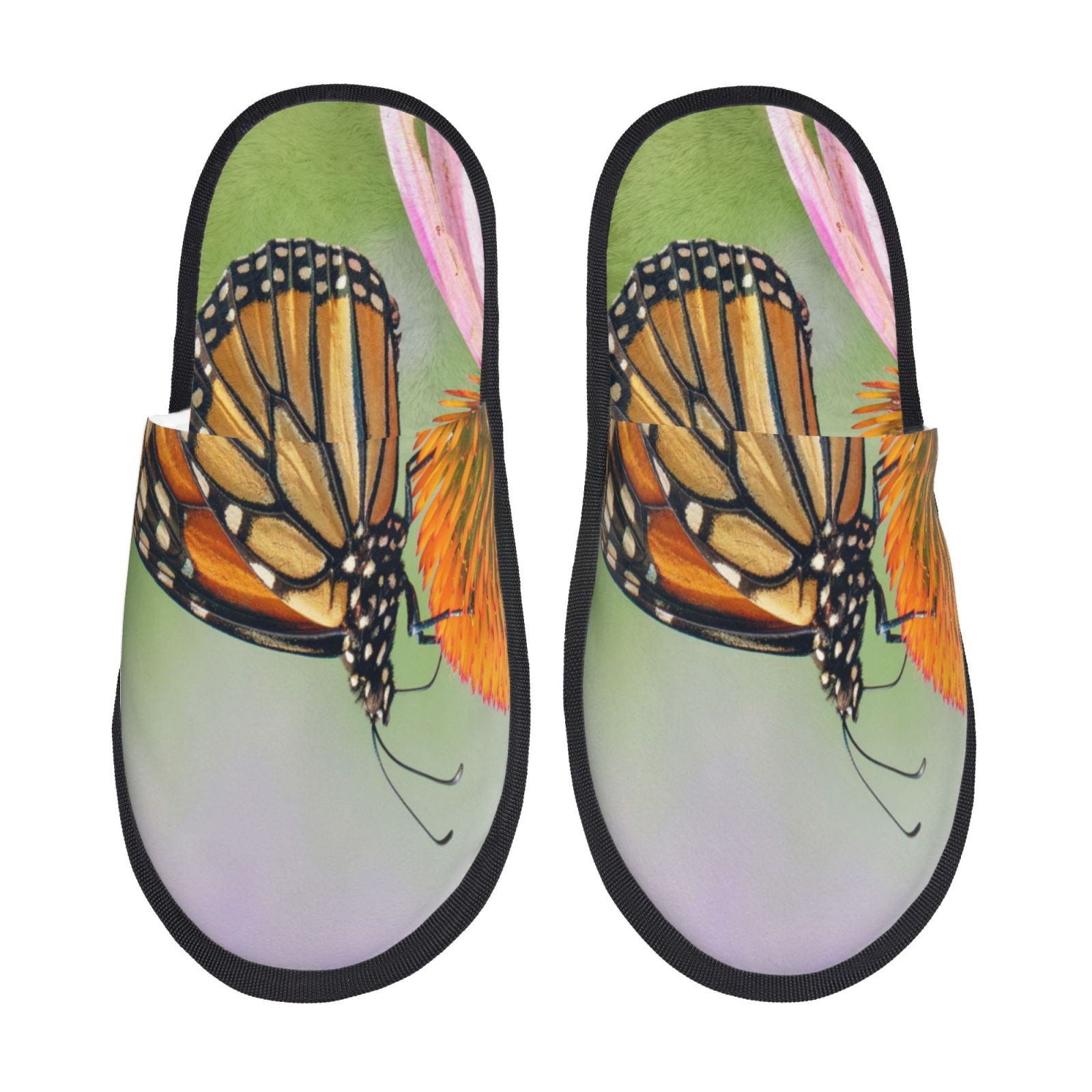 Lsque A monarch butterfly Print Fuzzy Slippers Fuzzy Soft House ...