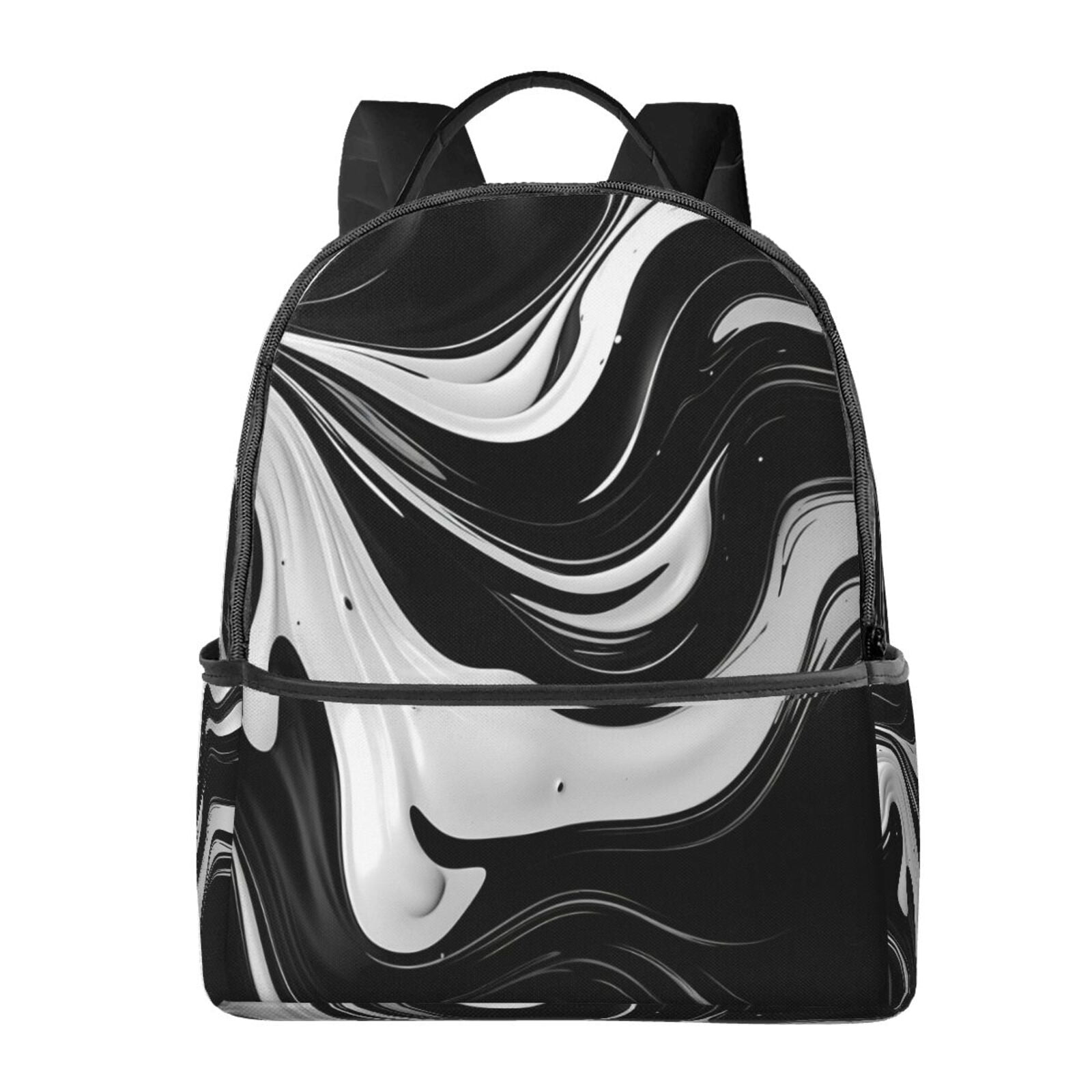 Lsque Abstract Black White Swirls Pattern Backpack – School Travel ...