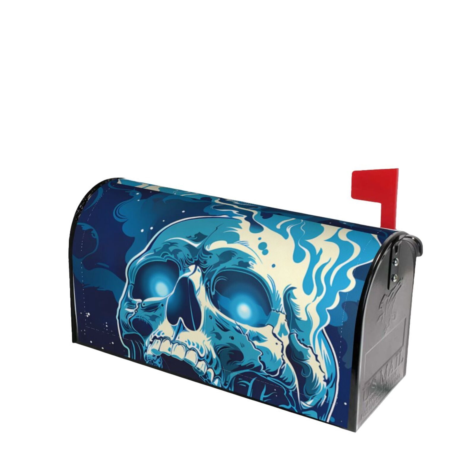 Lsque Abstract Blue Skull Mailbox Cover Standard Size ,Magnetic Mailbox ...