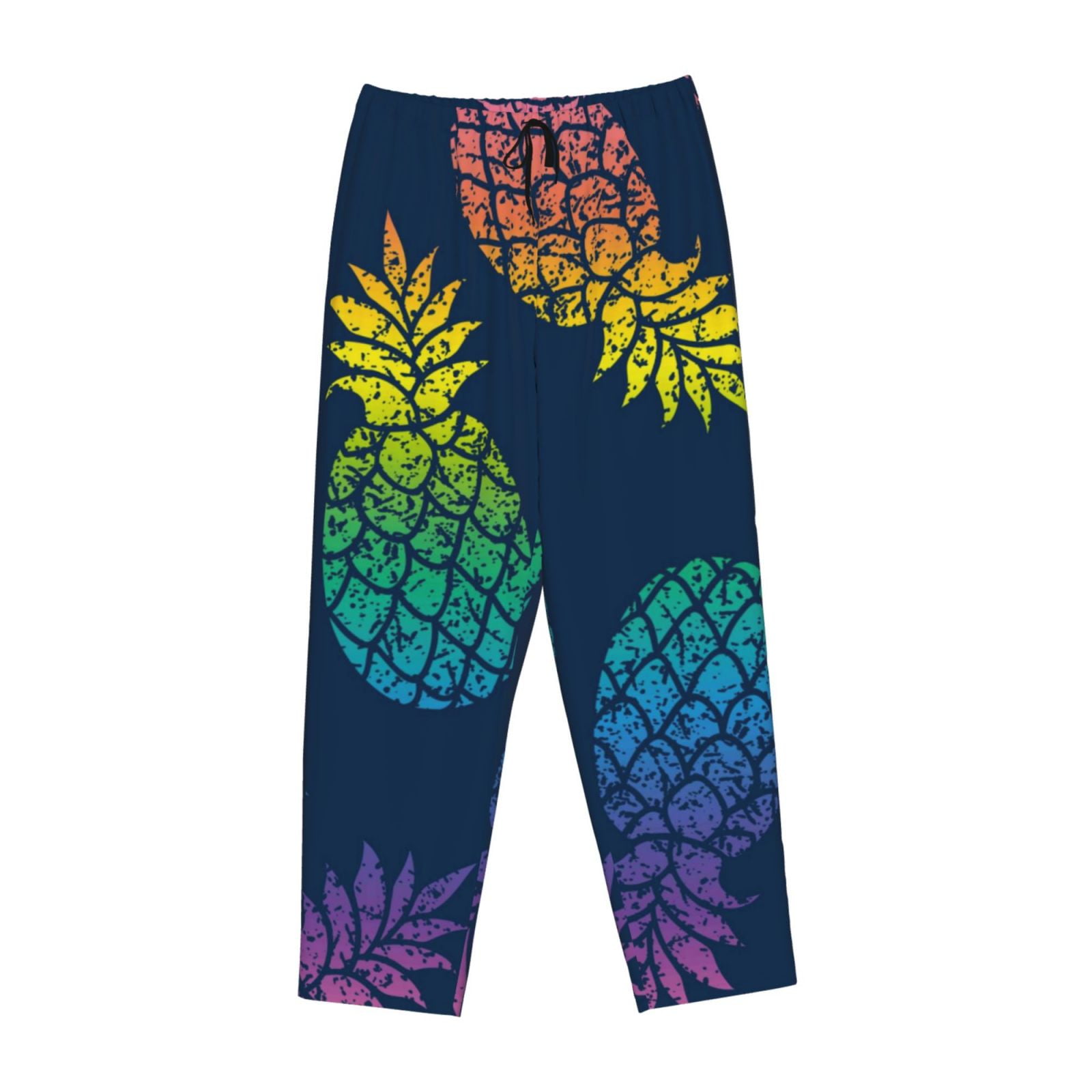 Lsque Abstract Bright Pineapple Fruit Retro Print Women's Pajama Pants, Lounge Pant ...