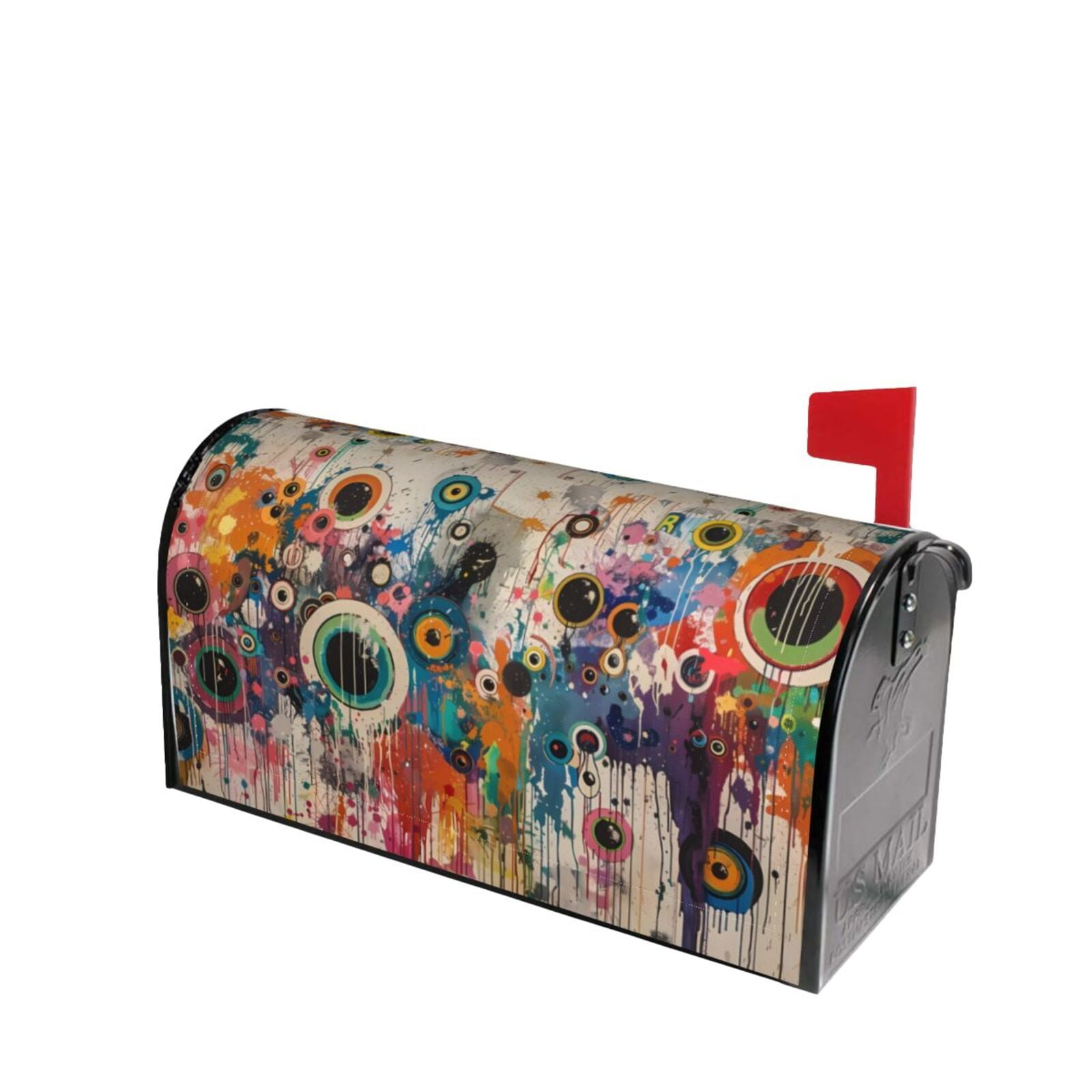 Lsque Abstract Colorful Dripping Circles Mailbox Cover Standard Size ...