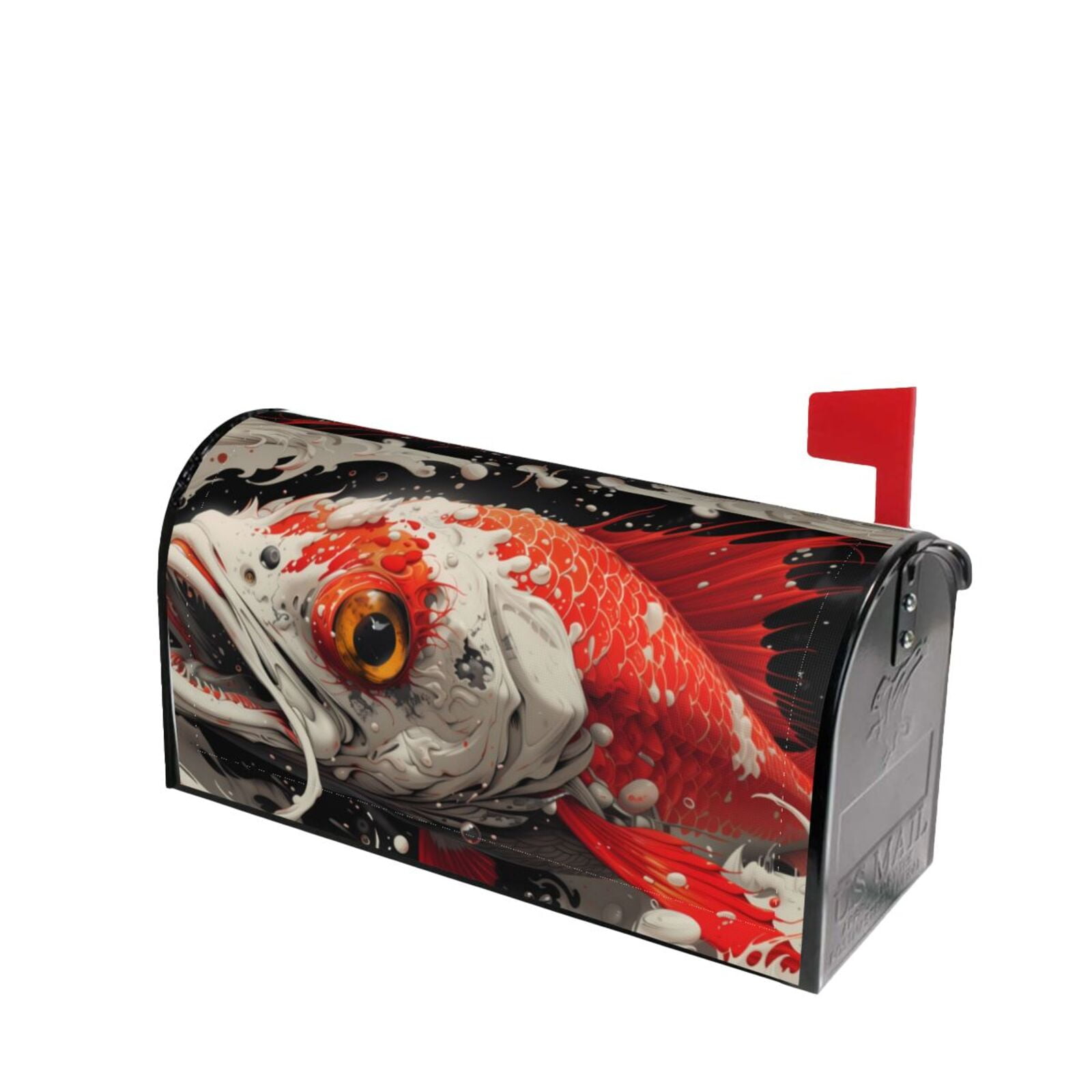 Lsque Abstract Red Koi Fish Art Mailbox Cover Standard Size ,Magnetic ...