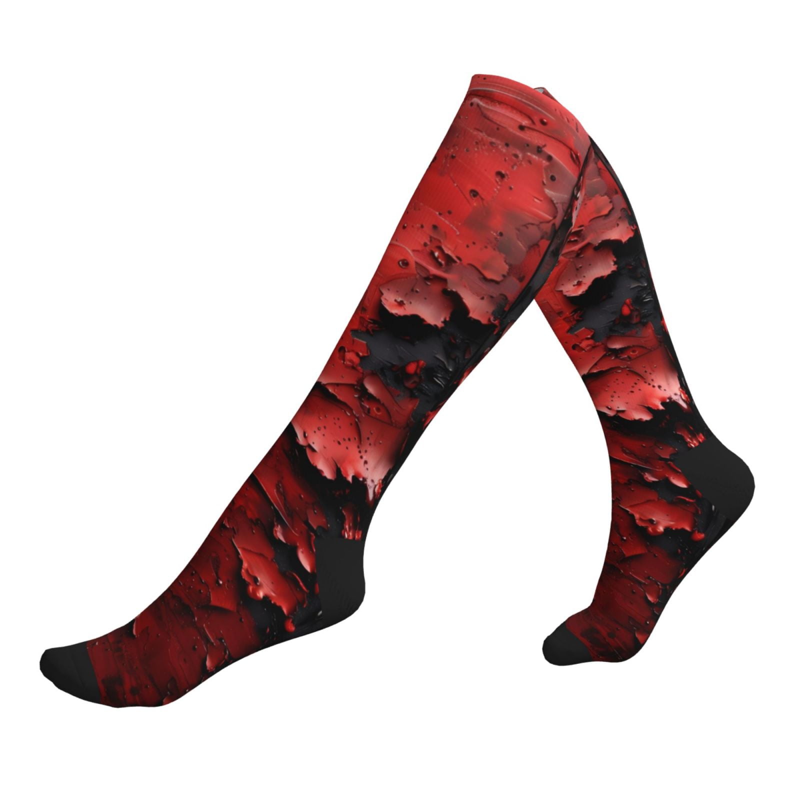 Lsque Abstract Red Textured Canvas Pattern Sport Compression Socks for ...