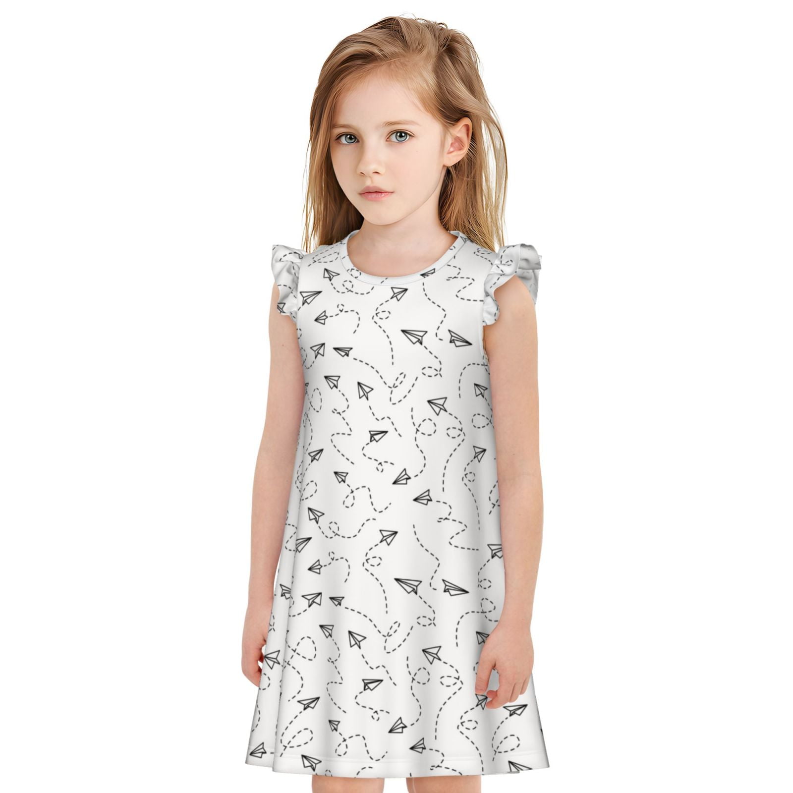 Lsque Airplane Printed Girls' Nightgown, Soft & Cute Pajamas for Kids ...