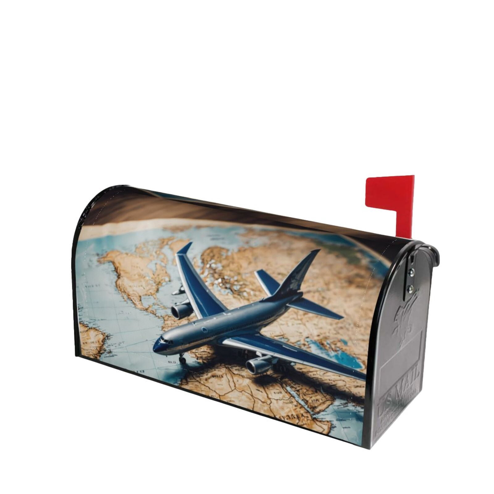 Lsque Airplane World Map Adventure Mailbox Cover Standard Size ...