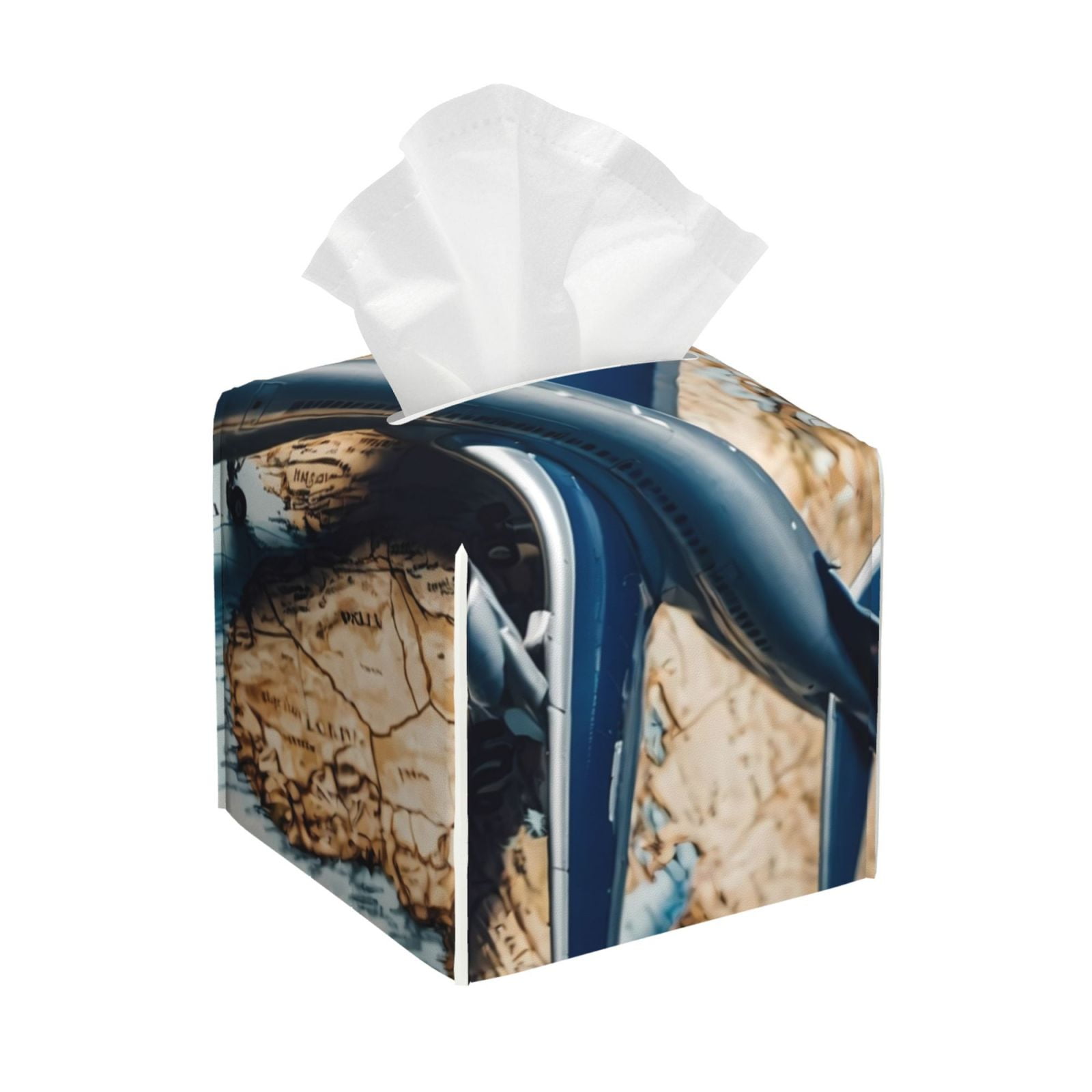 Lsque Airplane World Map Adventure Printed Tissue Box Cover Holder ...