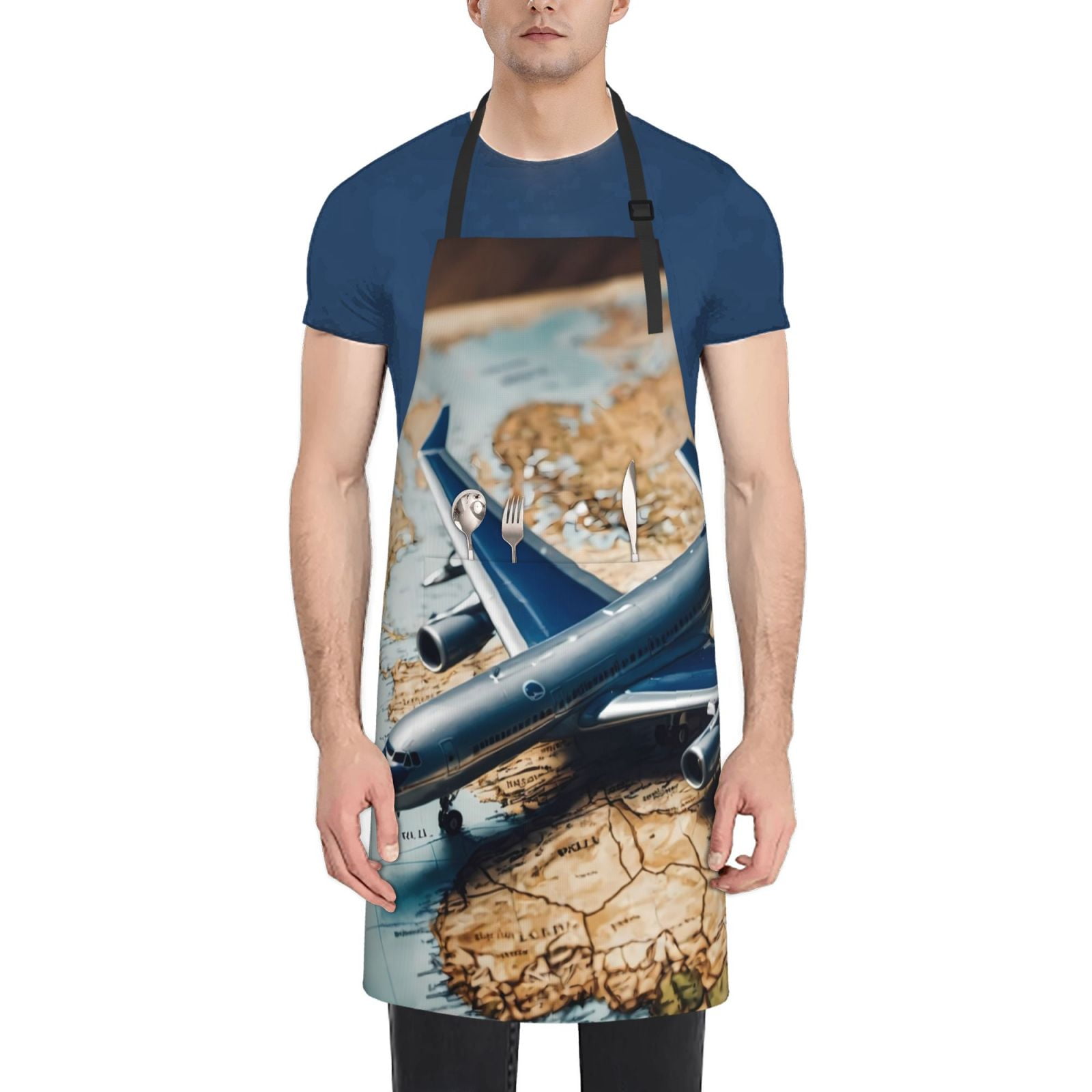 Lsque Airplane World Map Adventure Waterproof Apron Chef Aprons for Men ...