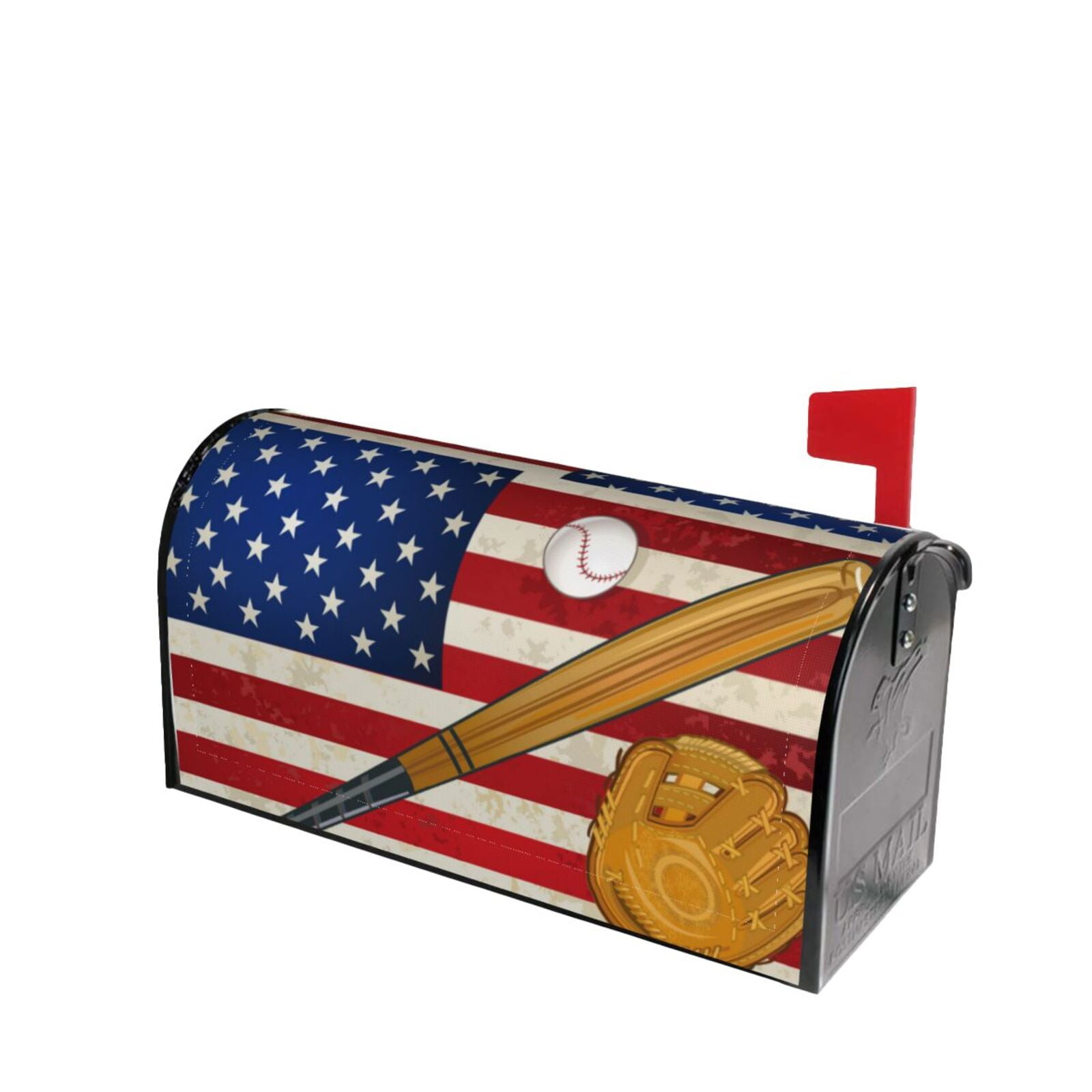 Lsque American Flag And Baseball Mailbox Cover Standard Size ,Magnetic ...