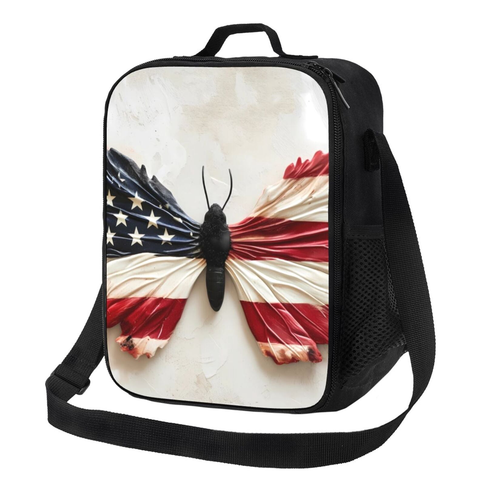 Lsque American Flag Butterfly Wall Lunch Bag Lunch Box for Women Men ...