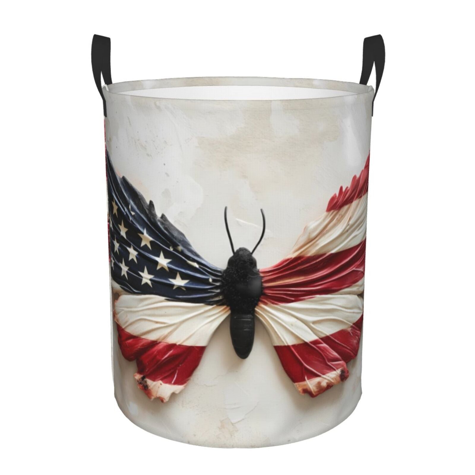 Lsque American Flag Butterfly Wall Pattern Laundry Hamper Basket, Tall ...