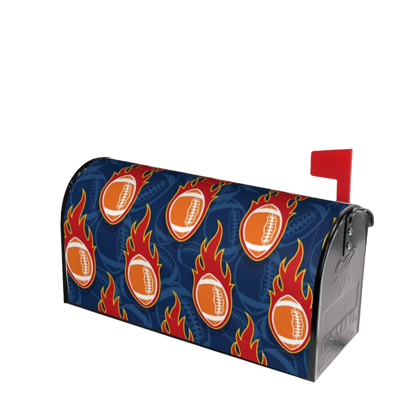 Lsque American Football and Fire Flames Mailbox Cover Standard Size ...
