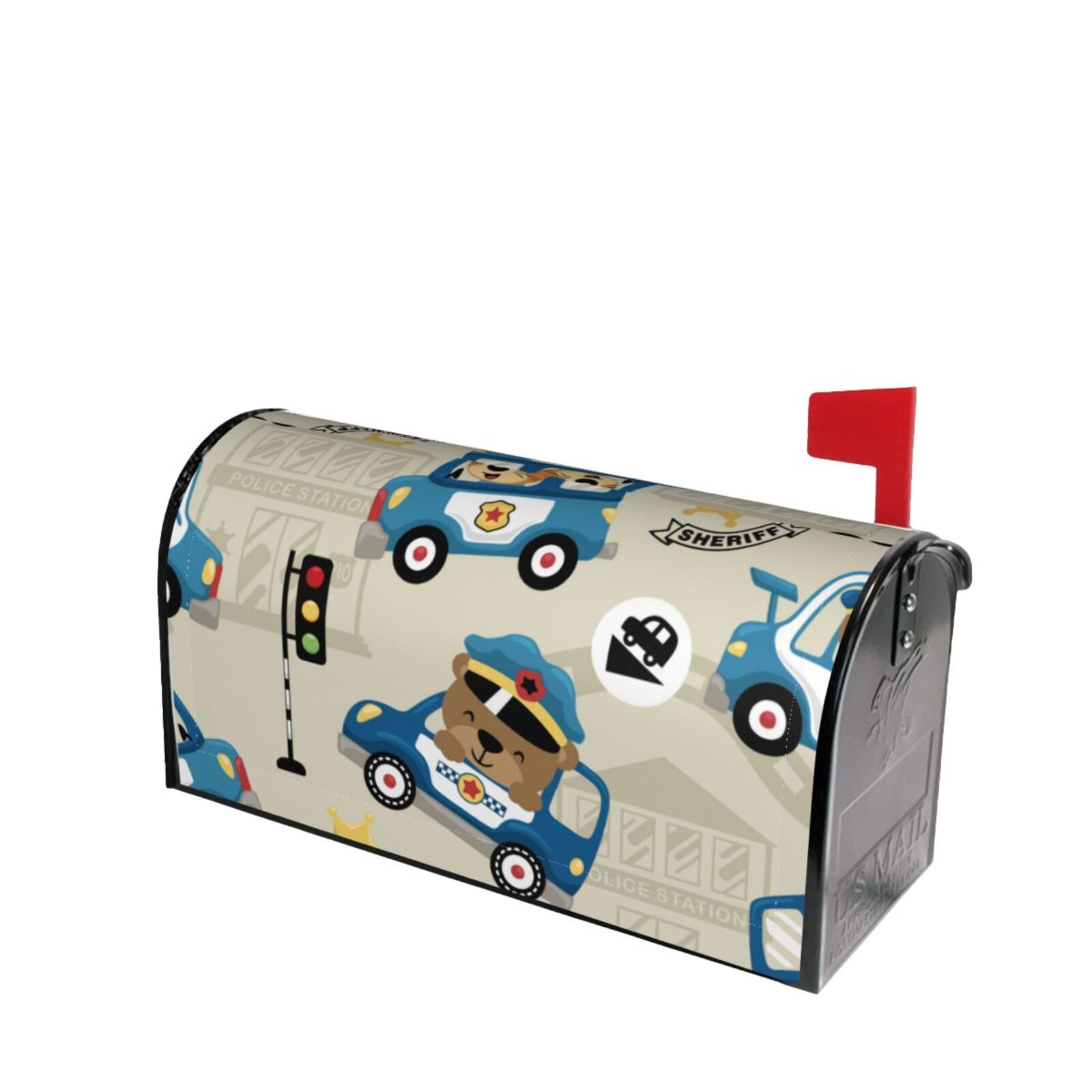Lsque Animals Driving Police Car Mailbox Cover Standard Size ,Magnetic ...