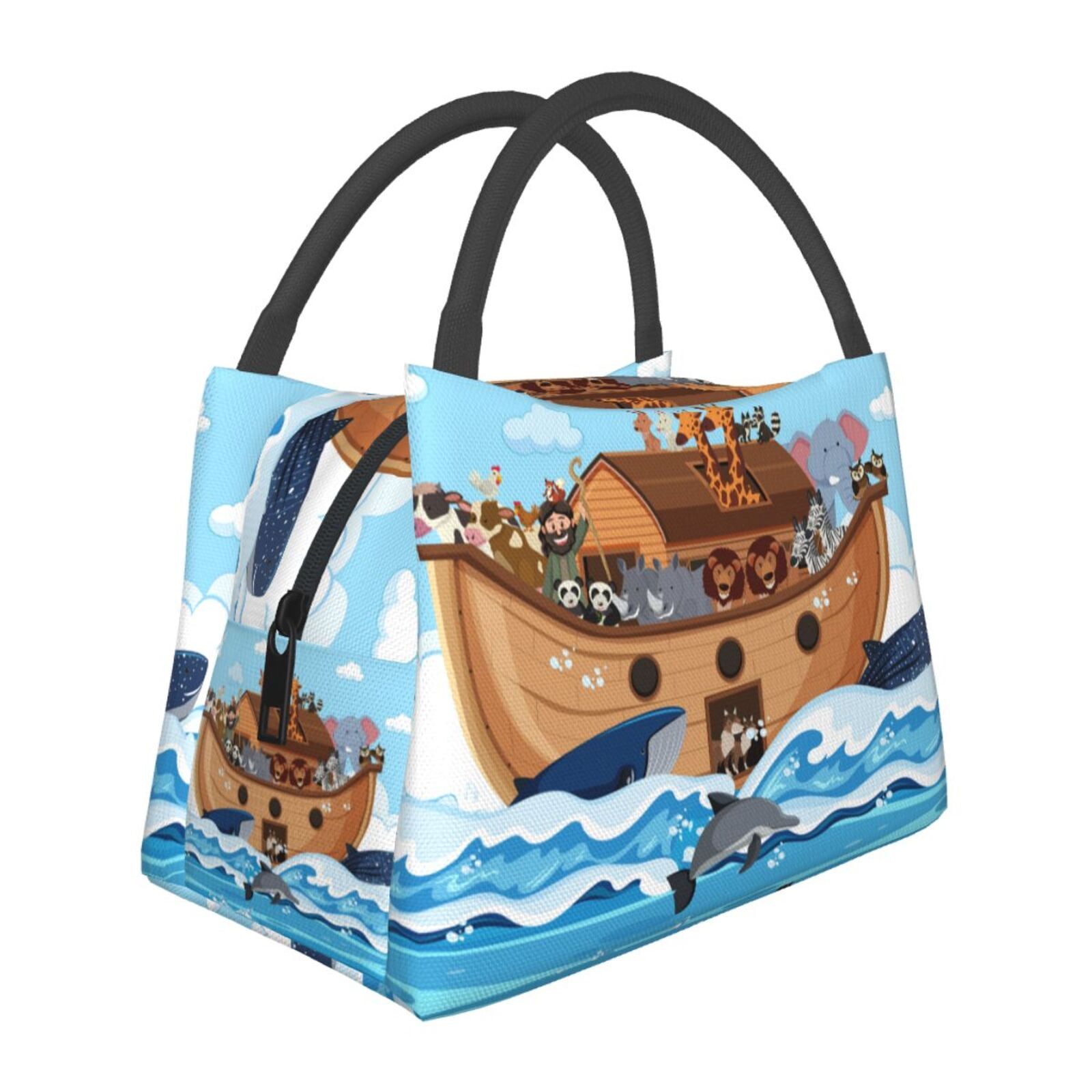Lsque Animals on Noah's Ark Pattern Portable Insulation Lunch Bag ...