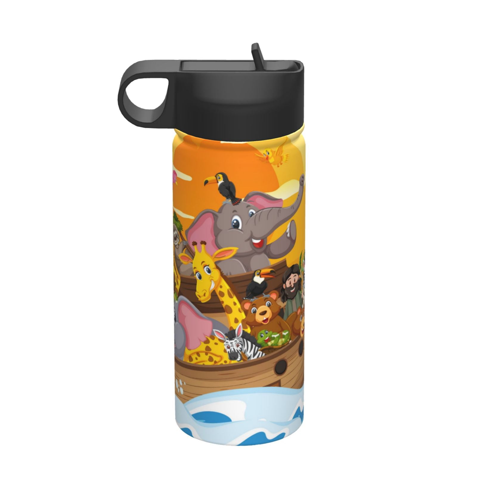 Lsque Animals on Noah's Ark1 Pattern 18oz Sports Insulated Kettle With Straw Insulated Water ...