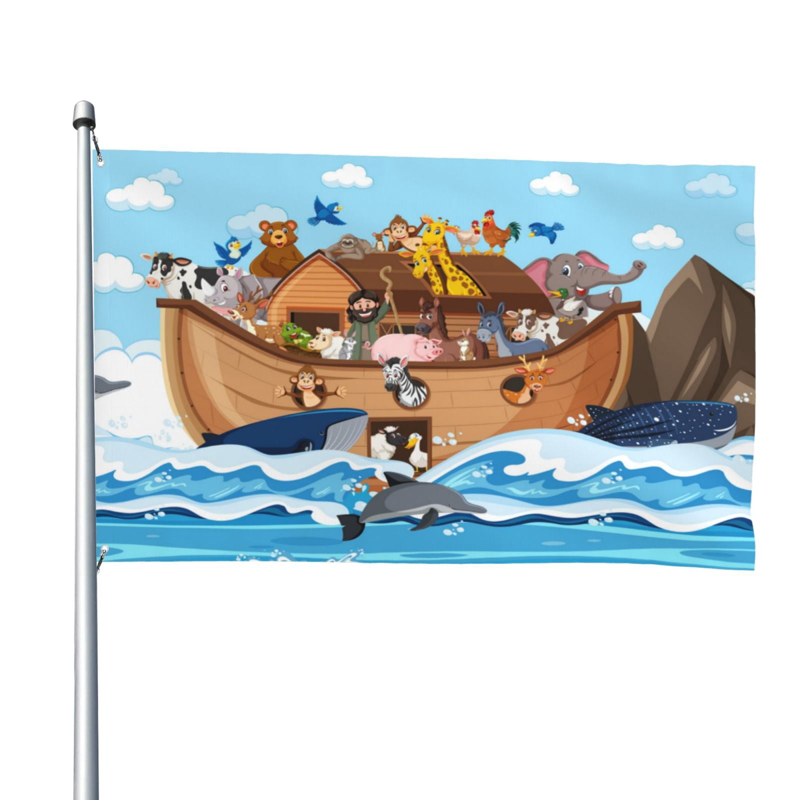 Lsque Animals on Noah's Ark Floating Pattern Flag,Animals on Noah's Ark ...
