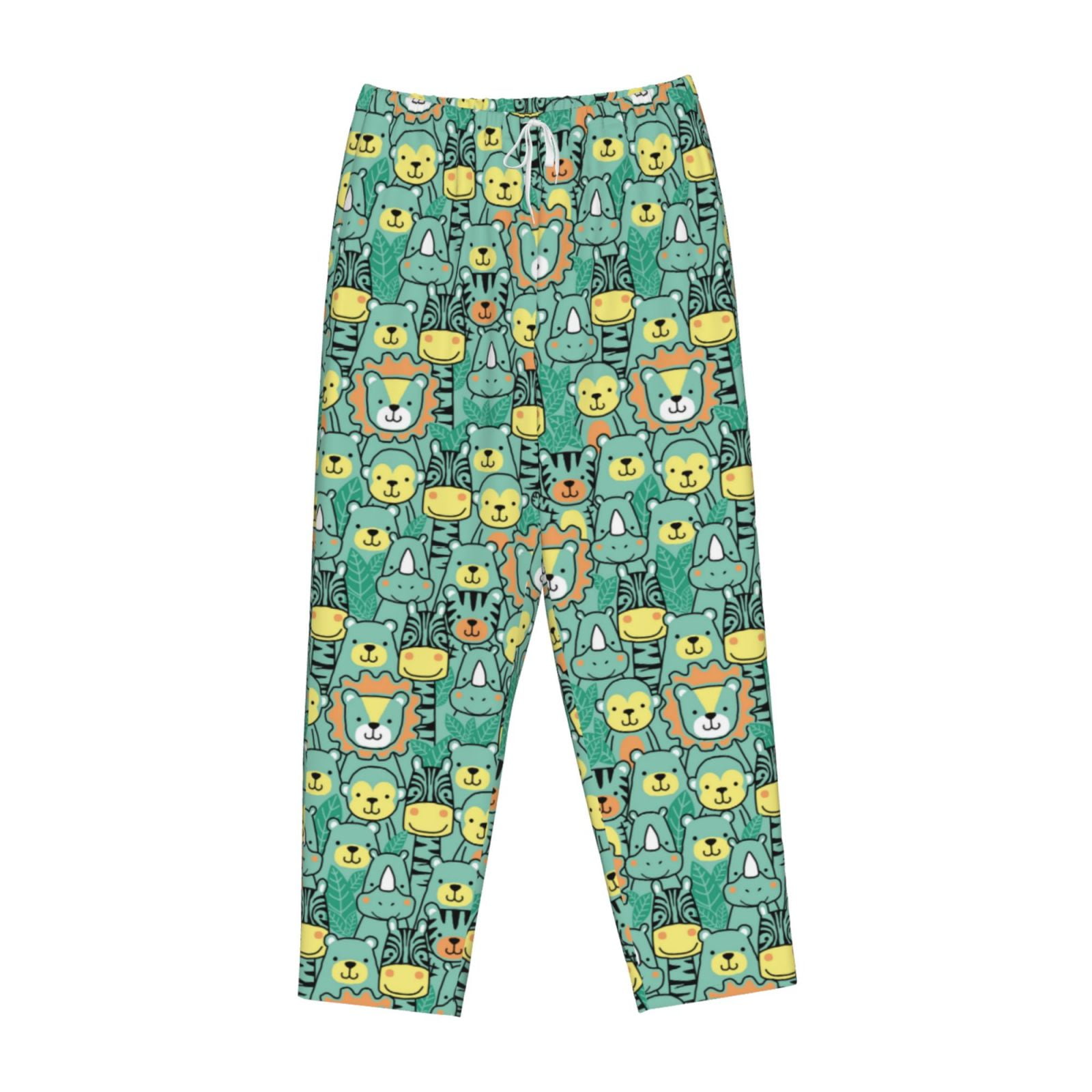 Lsque Animals with Leaf Print Women's Pajama Pants, Lounge Pant ...