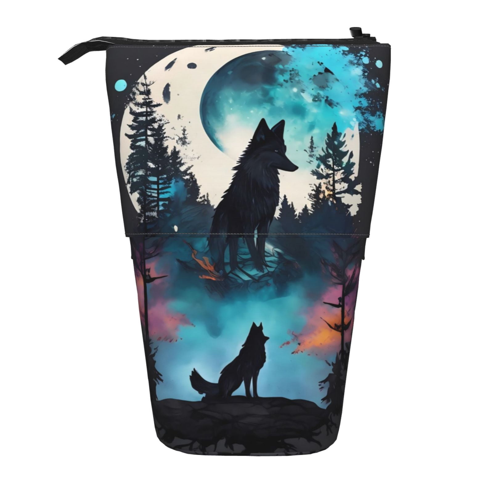 Lsque Artistic Moon Valley Wolf Pattern Telescopic Pencil Bag Pen ...