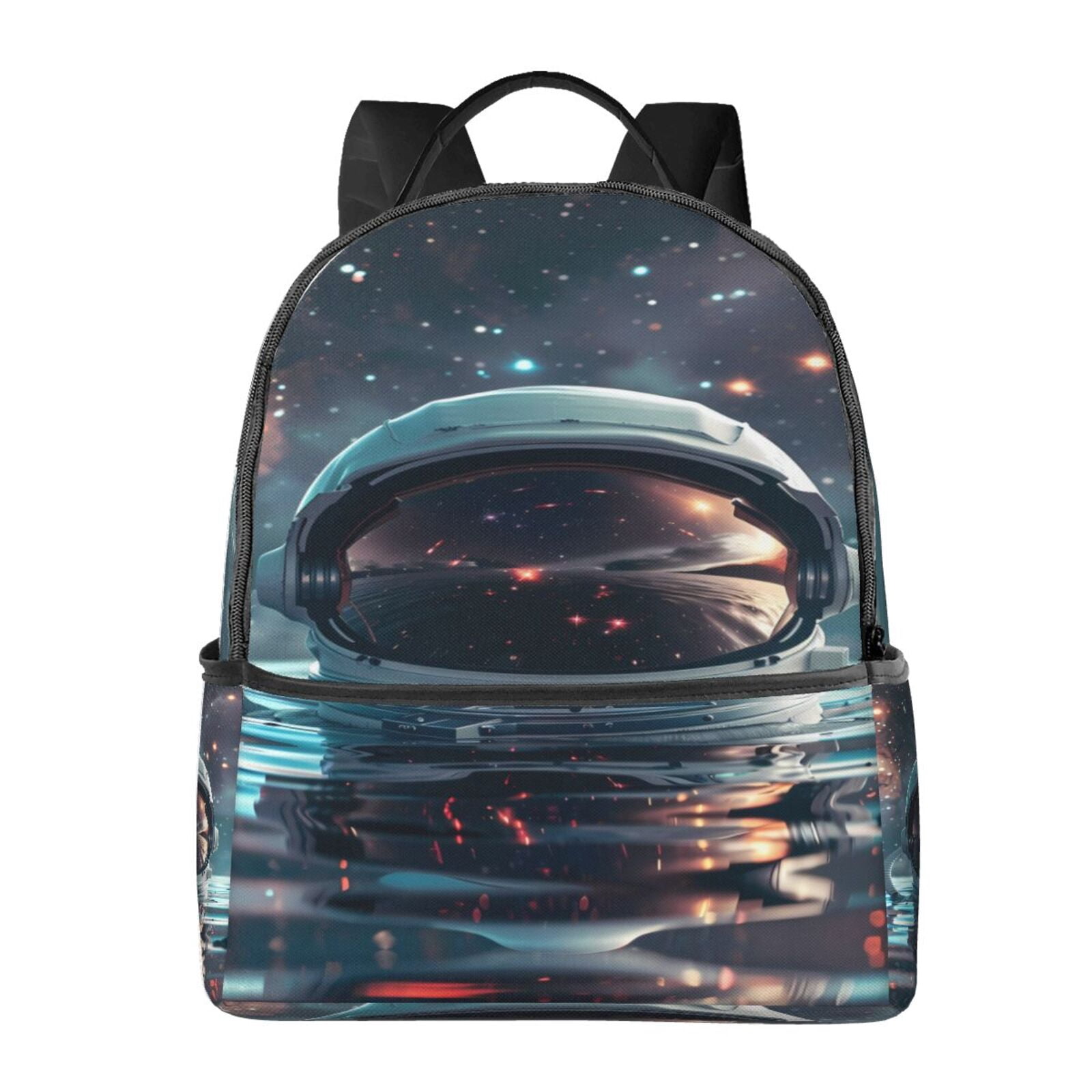 Lsque Astronaut Helmet Reflections Pattern Backpack – School Travel ...
