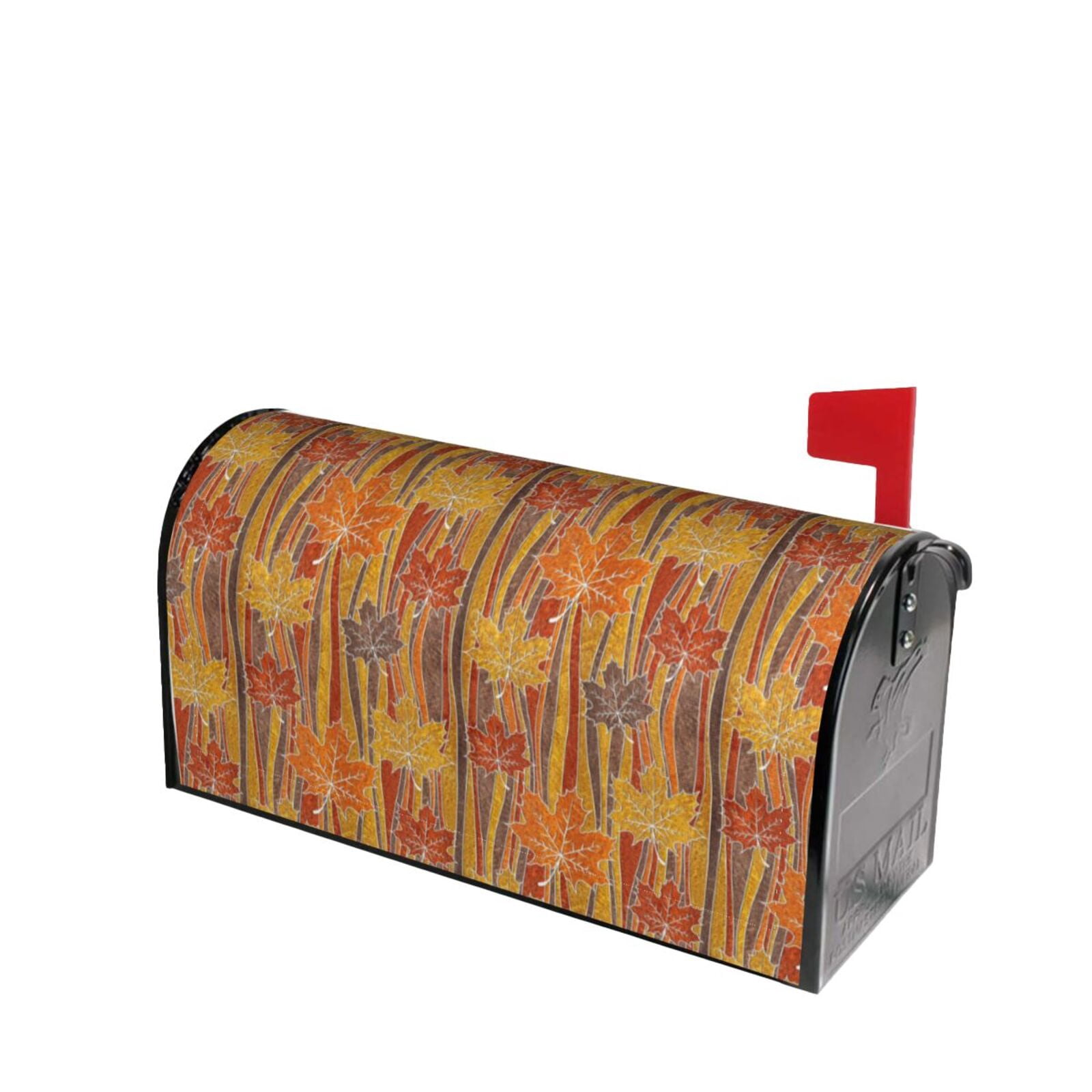 Lsque Autumn Maple Leaf Stripes Mailbox Cover Standard Size ,Magnetic ...