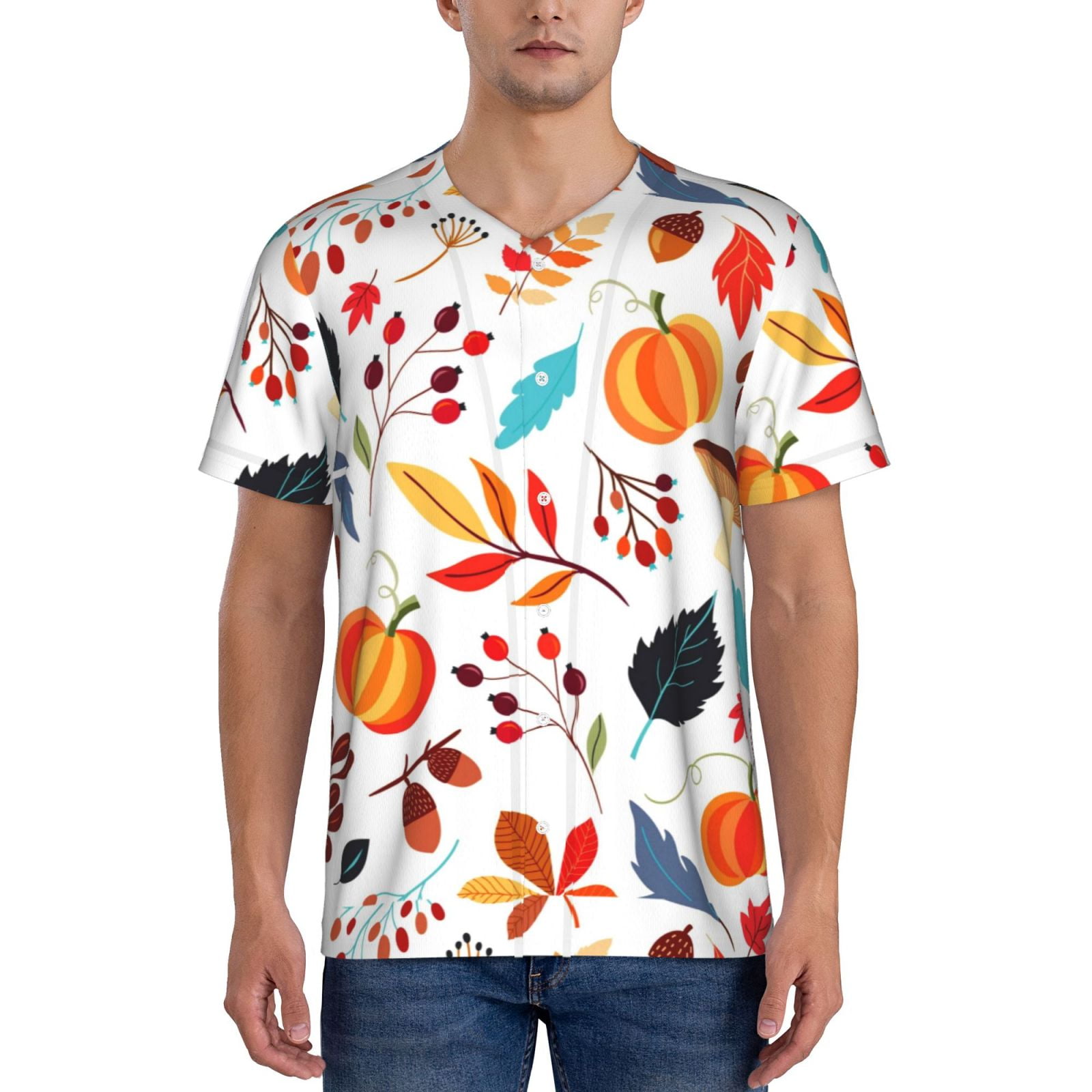 Lsque Autumn Pumpkins Fall Leaves Pattern Mens Polo Golf Shirts Funny ...