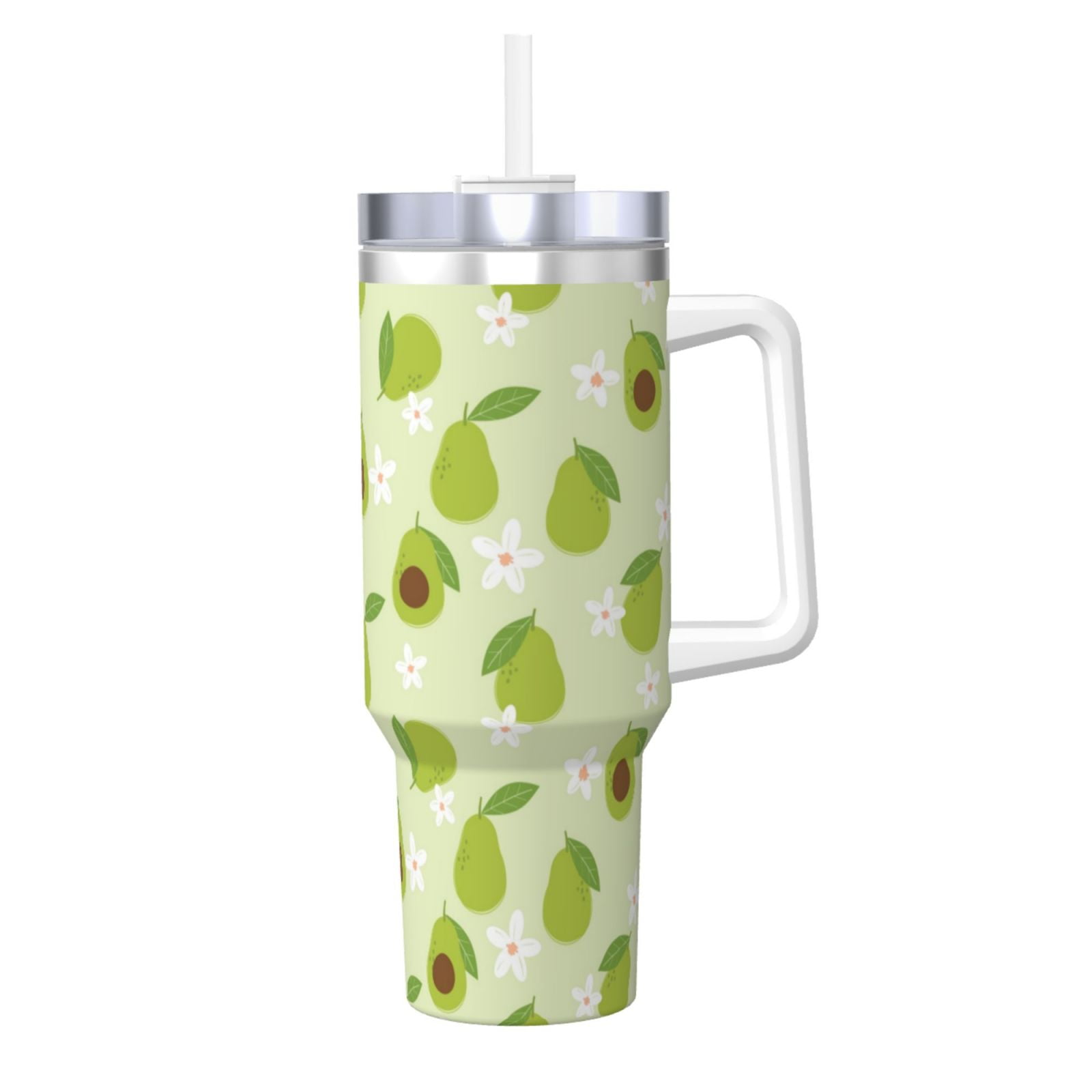 Lsque Avocado With Leaf And Flower Pattern 40 OZ Ice Bully Cup with ...