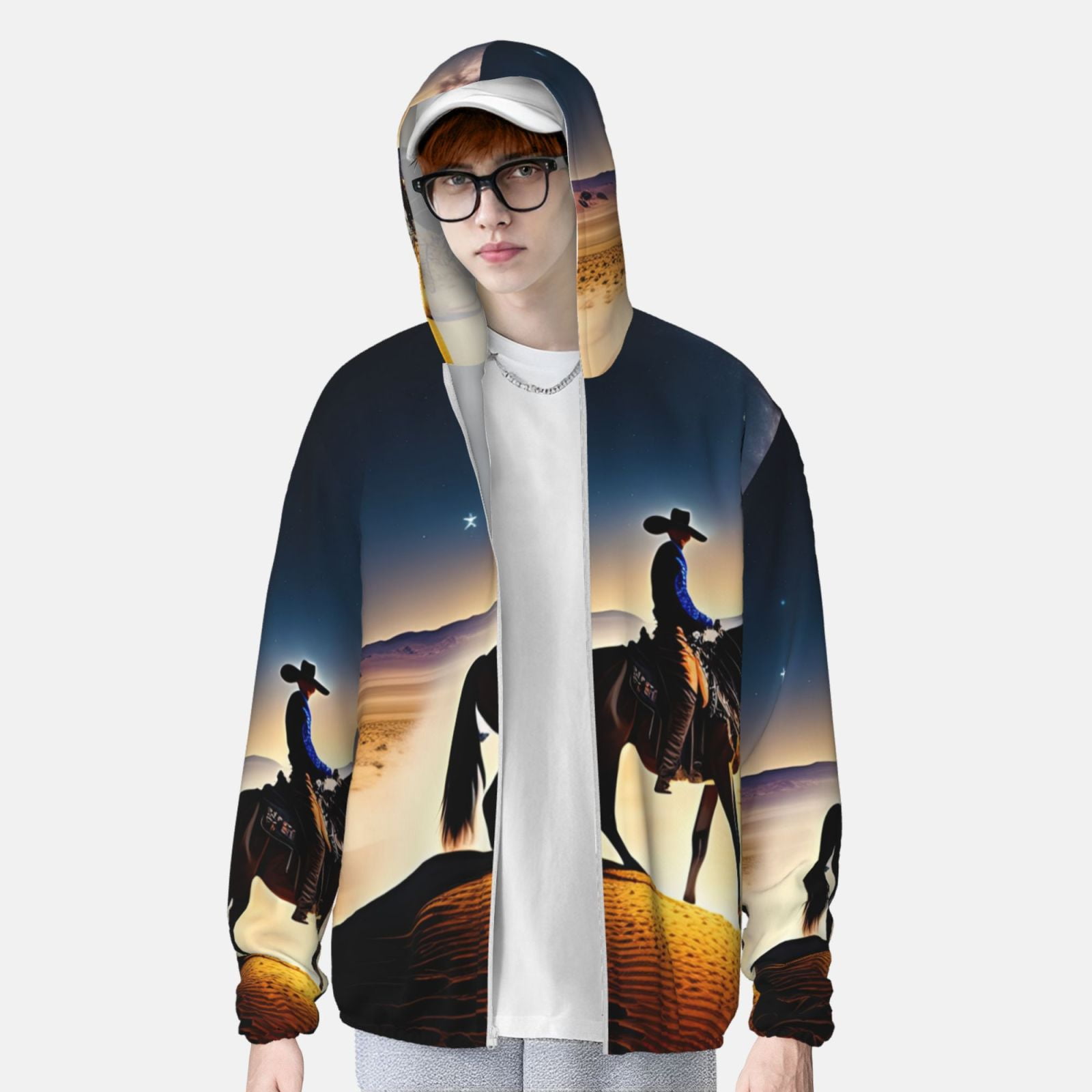 Lsque Azure Sky Western Desert Cowboy UPF 50+ Lightweight Sun ...