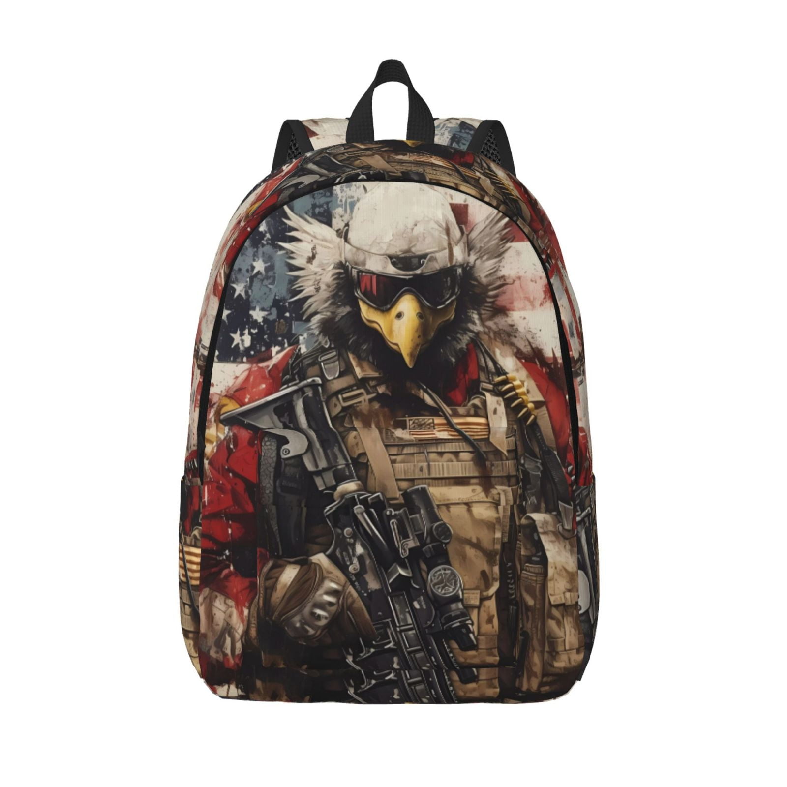 Lsque Bald Eagle Soldier Pattern Canvas Daypack, Durable Backpack, High ...