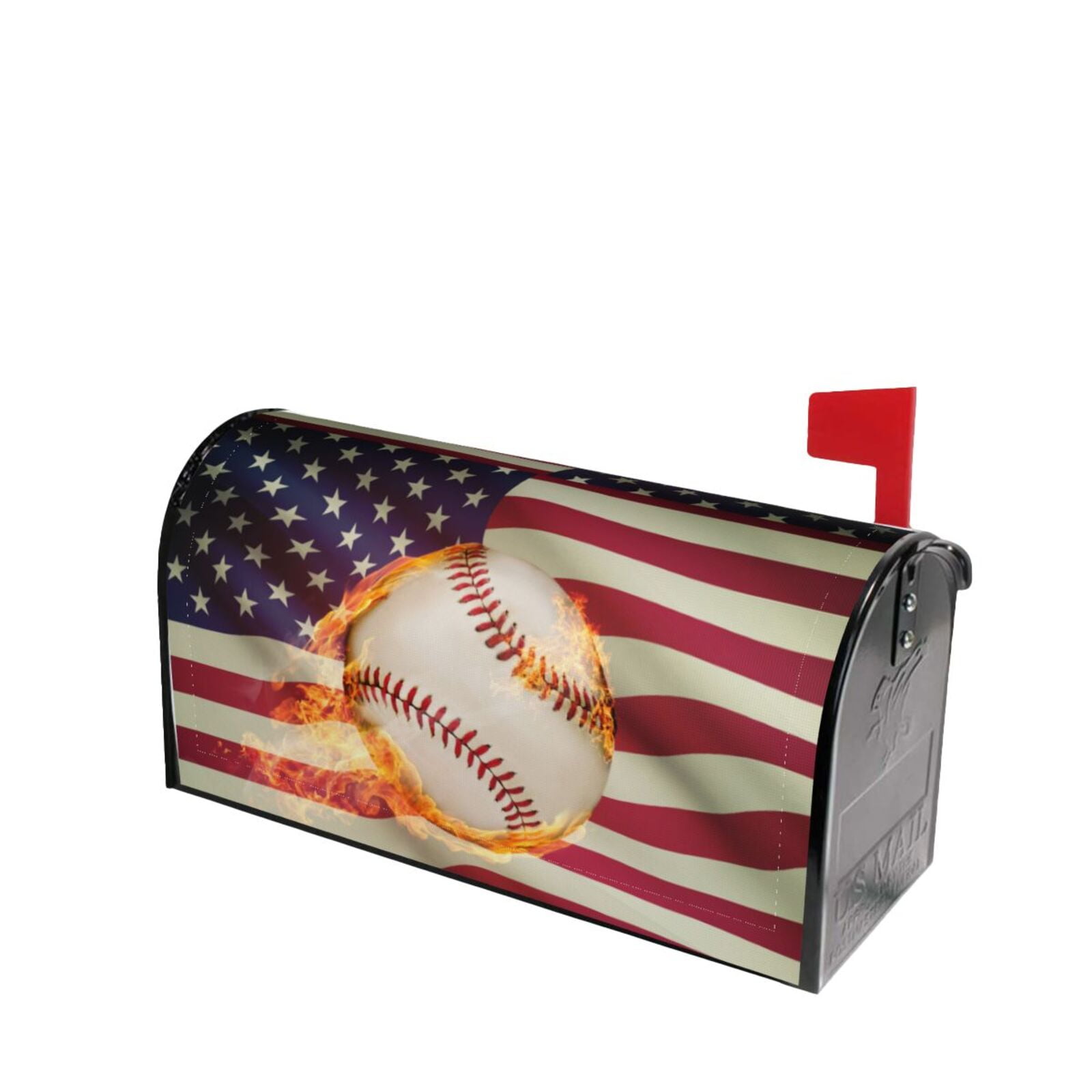 Lsque Baseball Ball With Flag Mailbox Cover Standard Size ,Magnetic ...