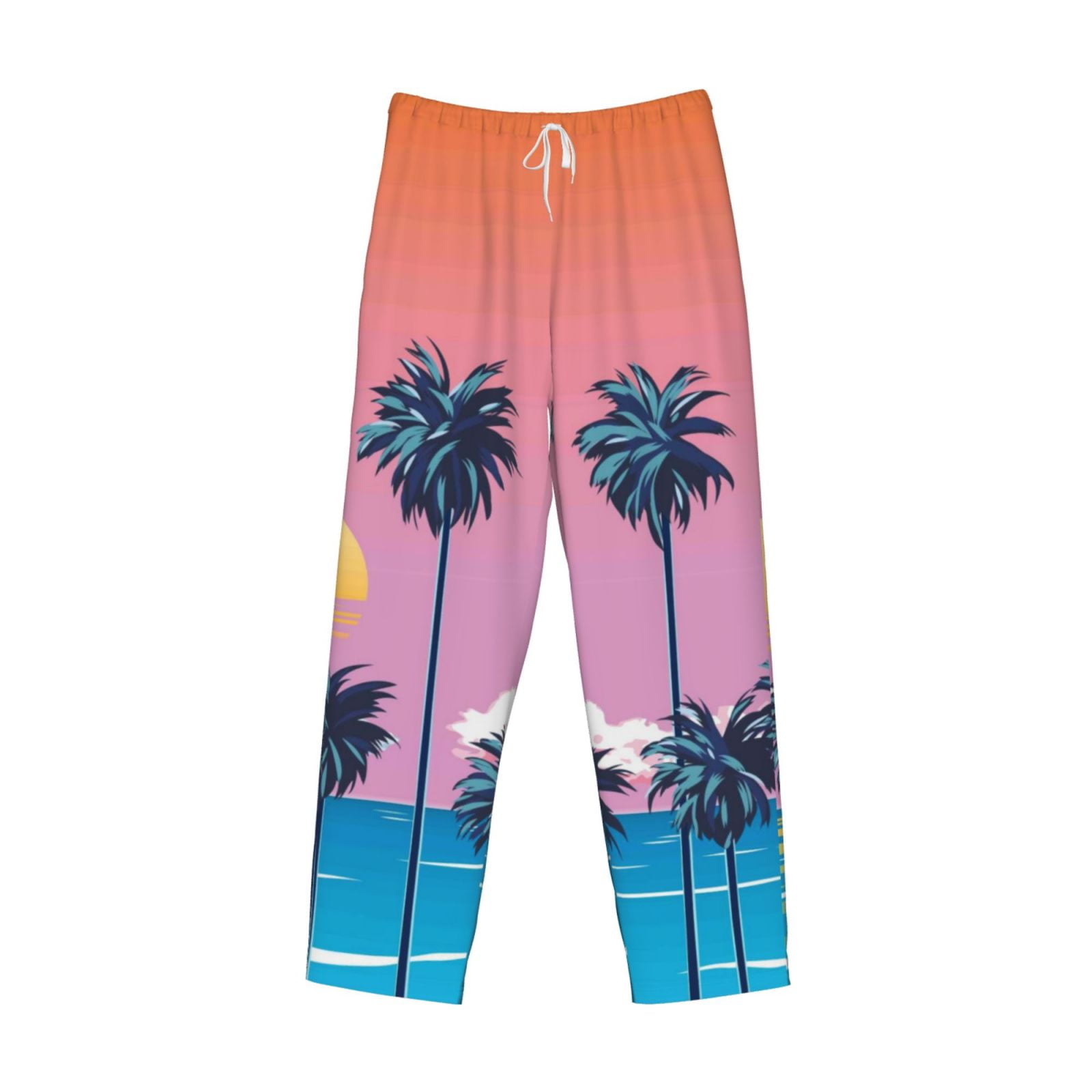 Lsque Beach with Palm Trees Print Men's Pajama Pants, Lounge Pant ...