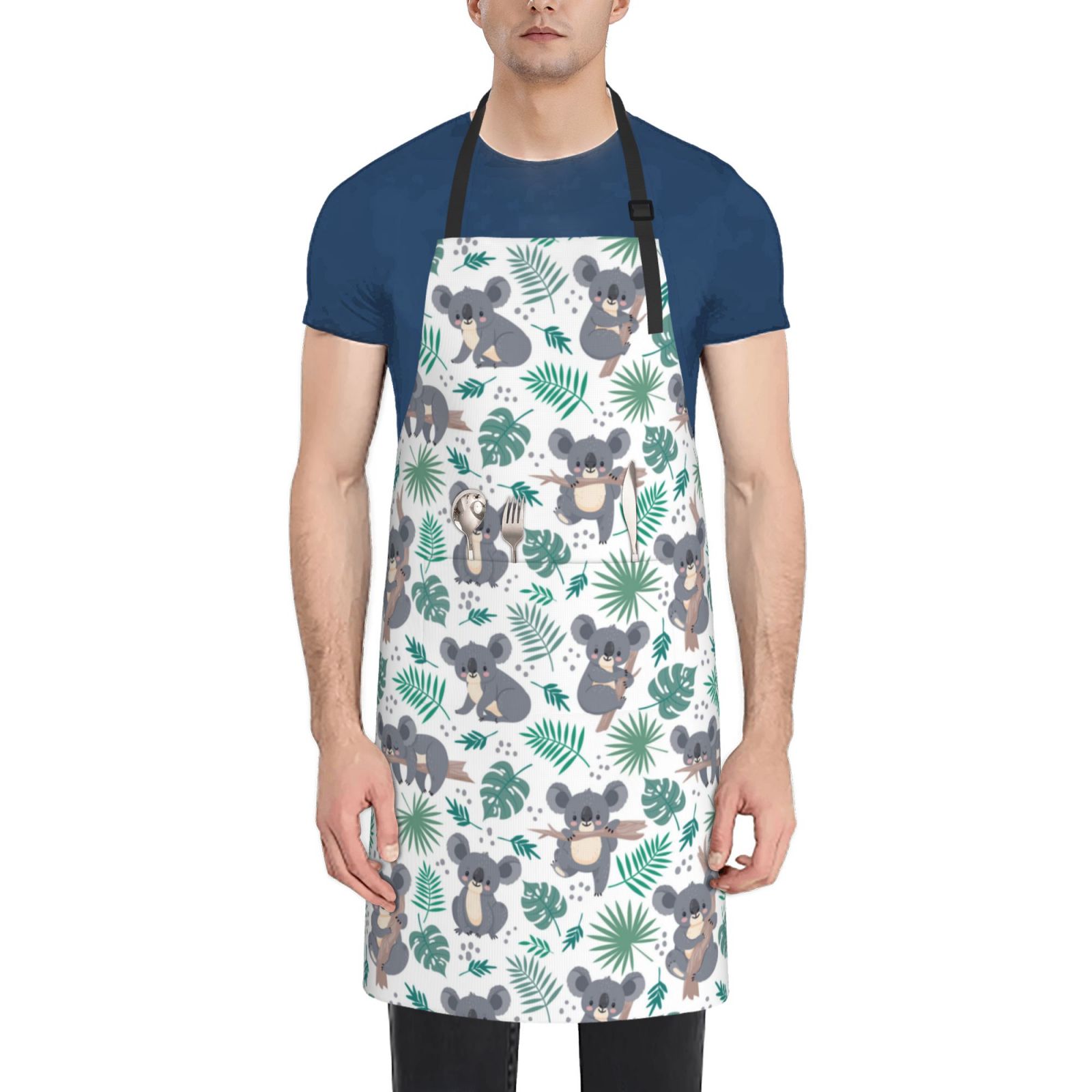 Lsque Bears and Tropical Leaves Waterproof Apron Chef Aprons for Men ...
