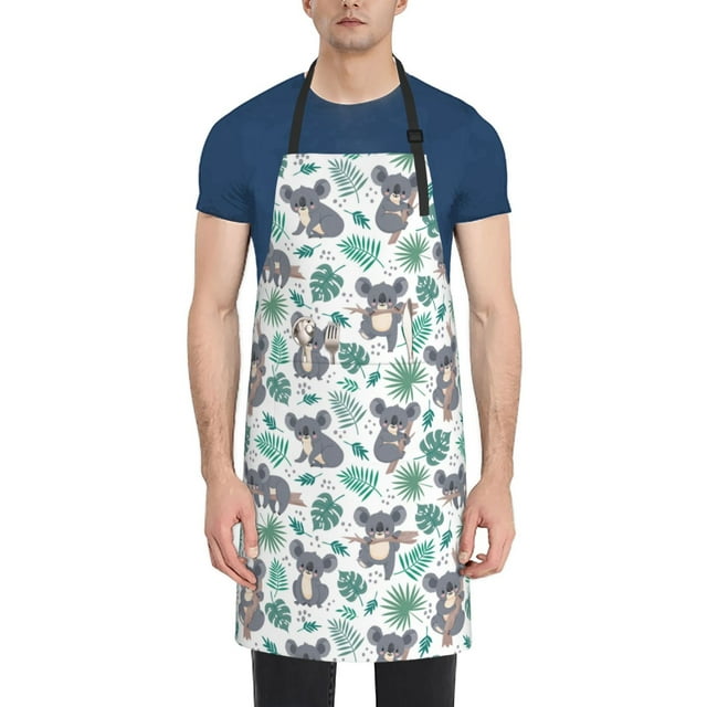 Lsque Bears and Tropical Leaves Waterproof Apron Chef Aprons for Men ...