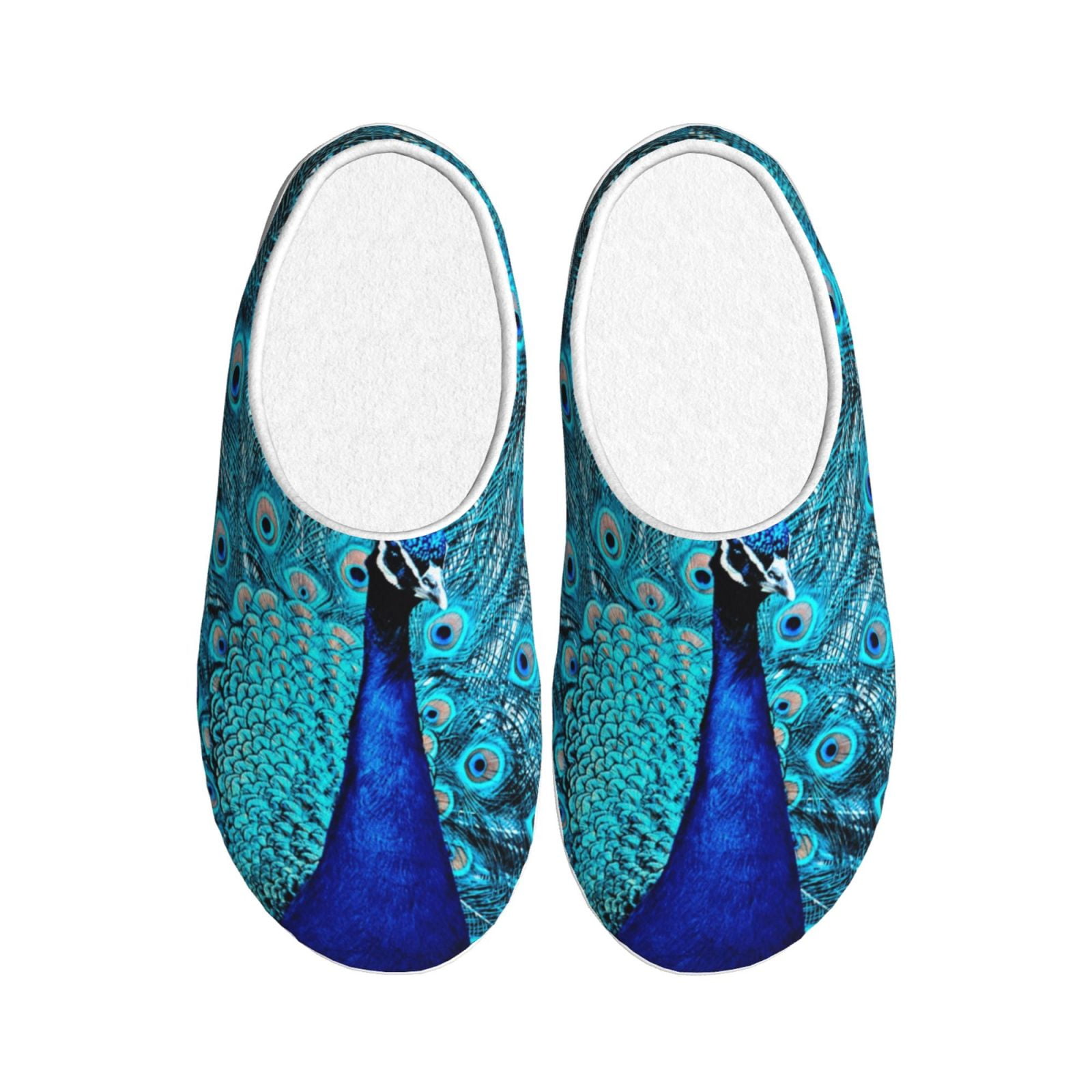 Lsque Beautiful Blue Peacock Pattern Womens Comfort Cotton on Scuff ...