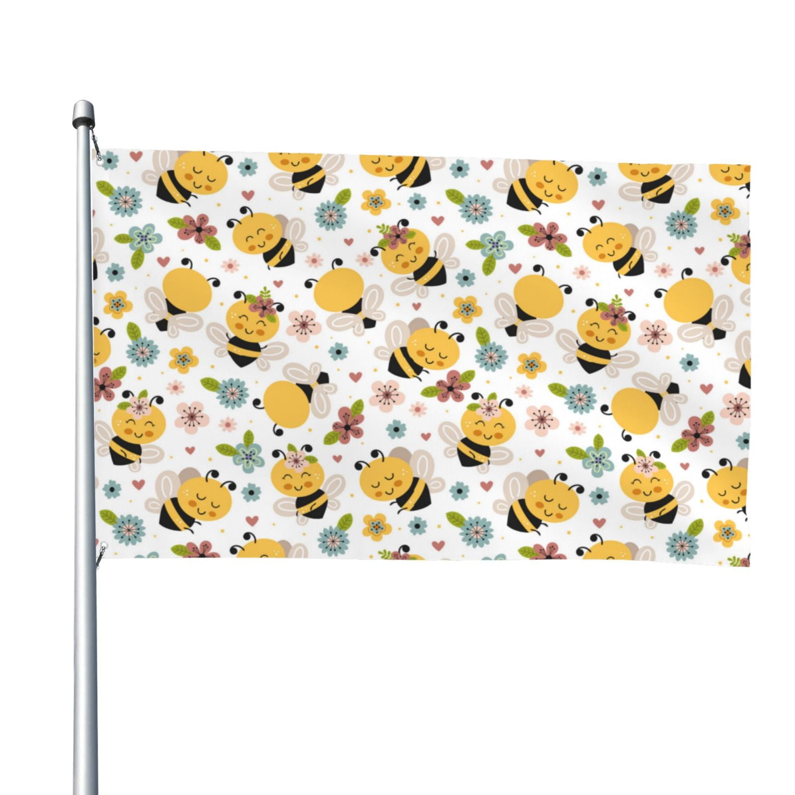 Lsque Bee and Flowers Pattern Flag,Bee and Flowers Printed Garden Flag ...