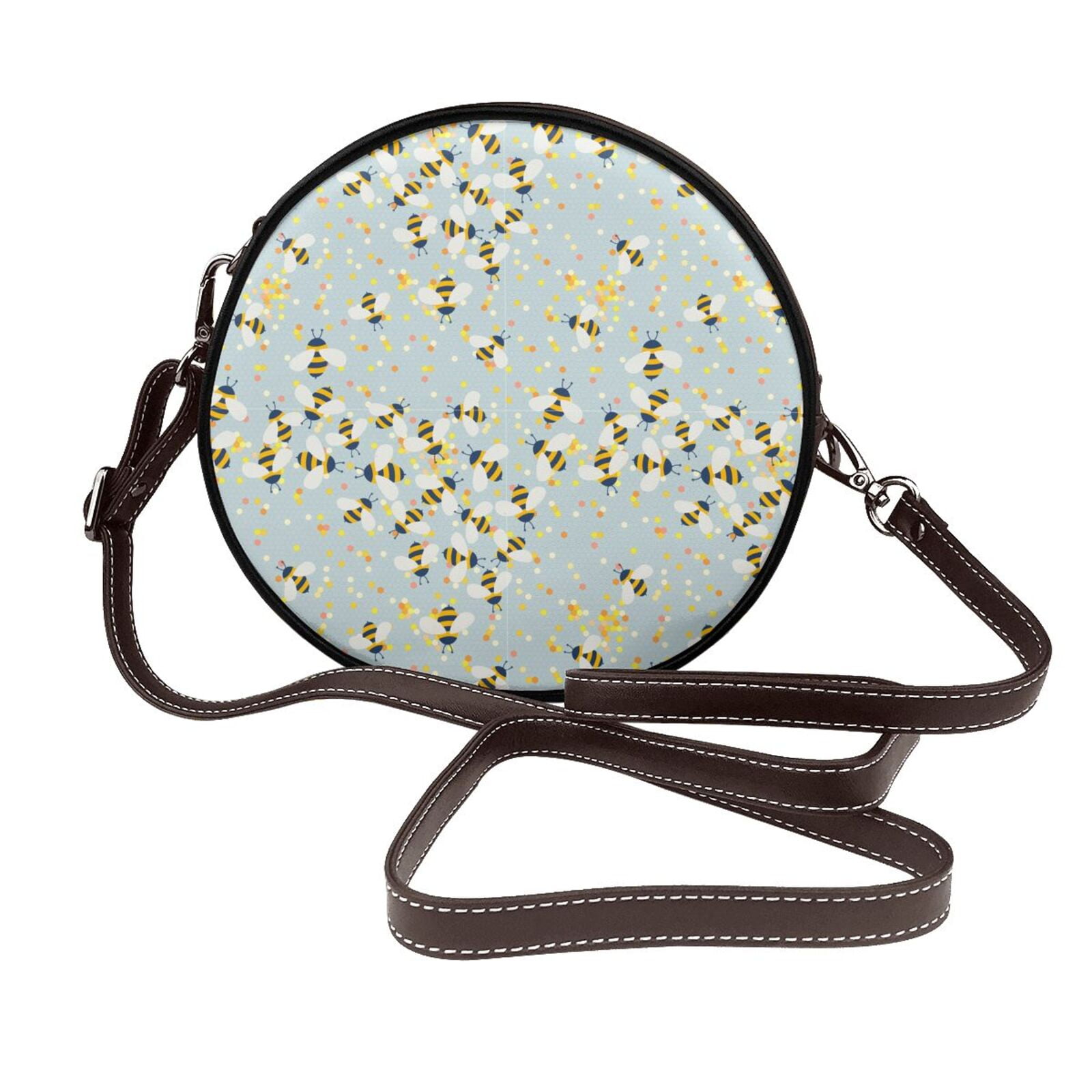 Lsque Bees Pattern Shoulder Bag – Microfiber Leather Crossbody with ...