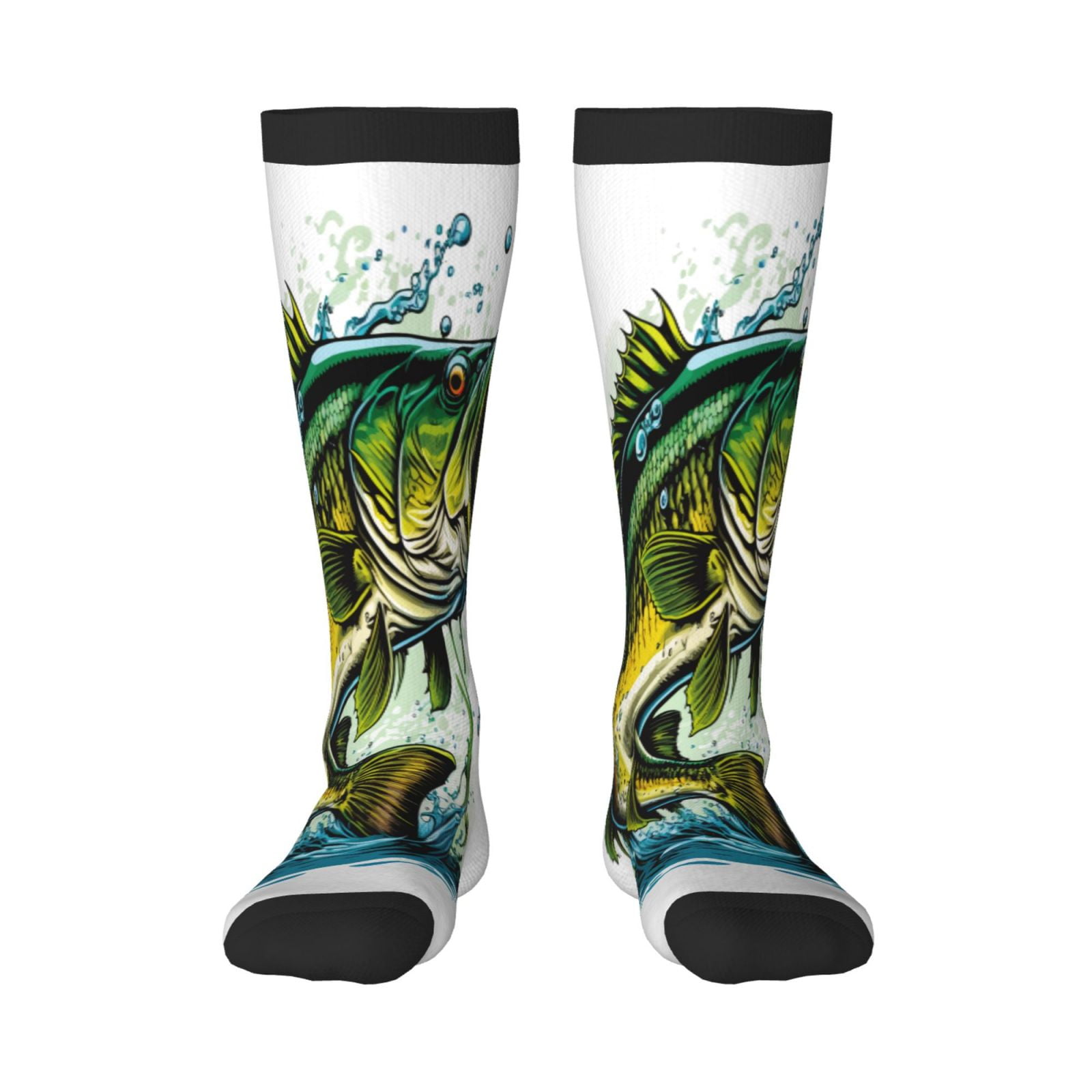 Lsque Big bass fish Printed Crew Socks Men's Women's LightWeight Thin ...