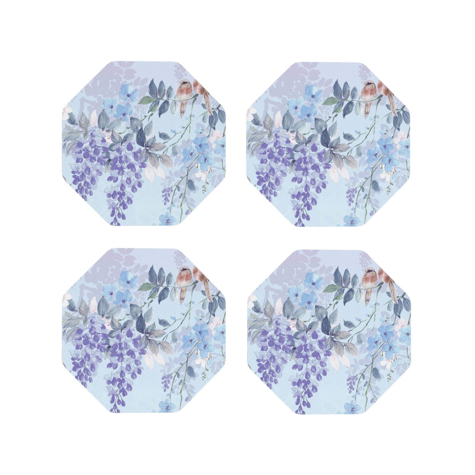 Lsque Bird Butterfly Stripe Pattern 4" Drink Coasters Set of 4, PVC ...