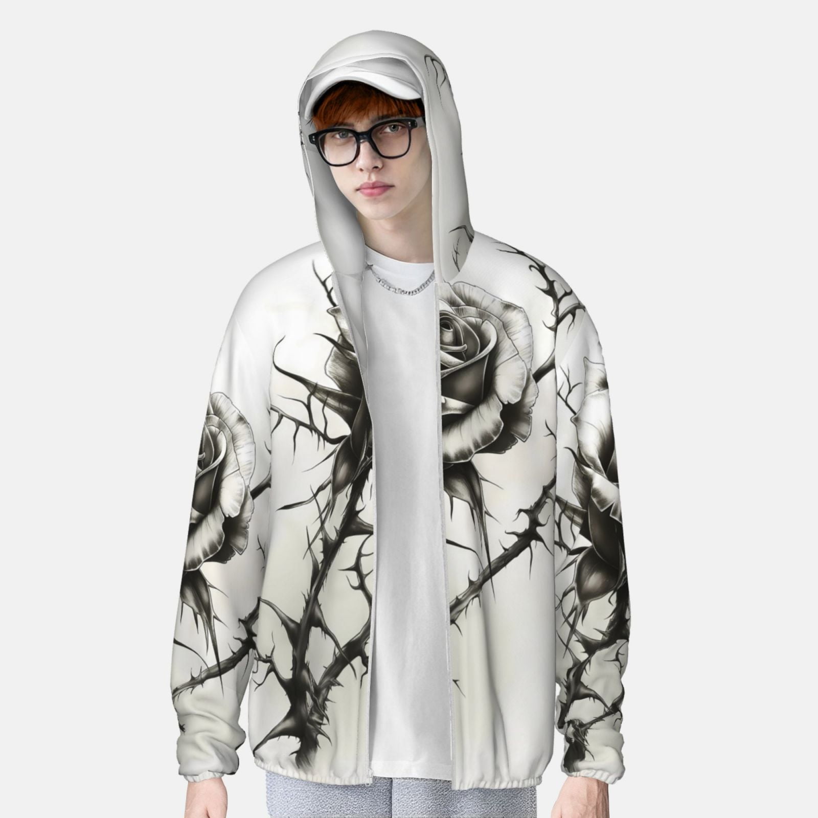 Lsque Black And White Rose UPF 50+ Lightweight Sun Protection Men's ...