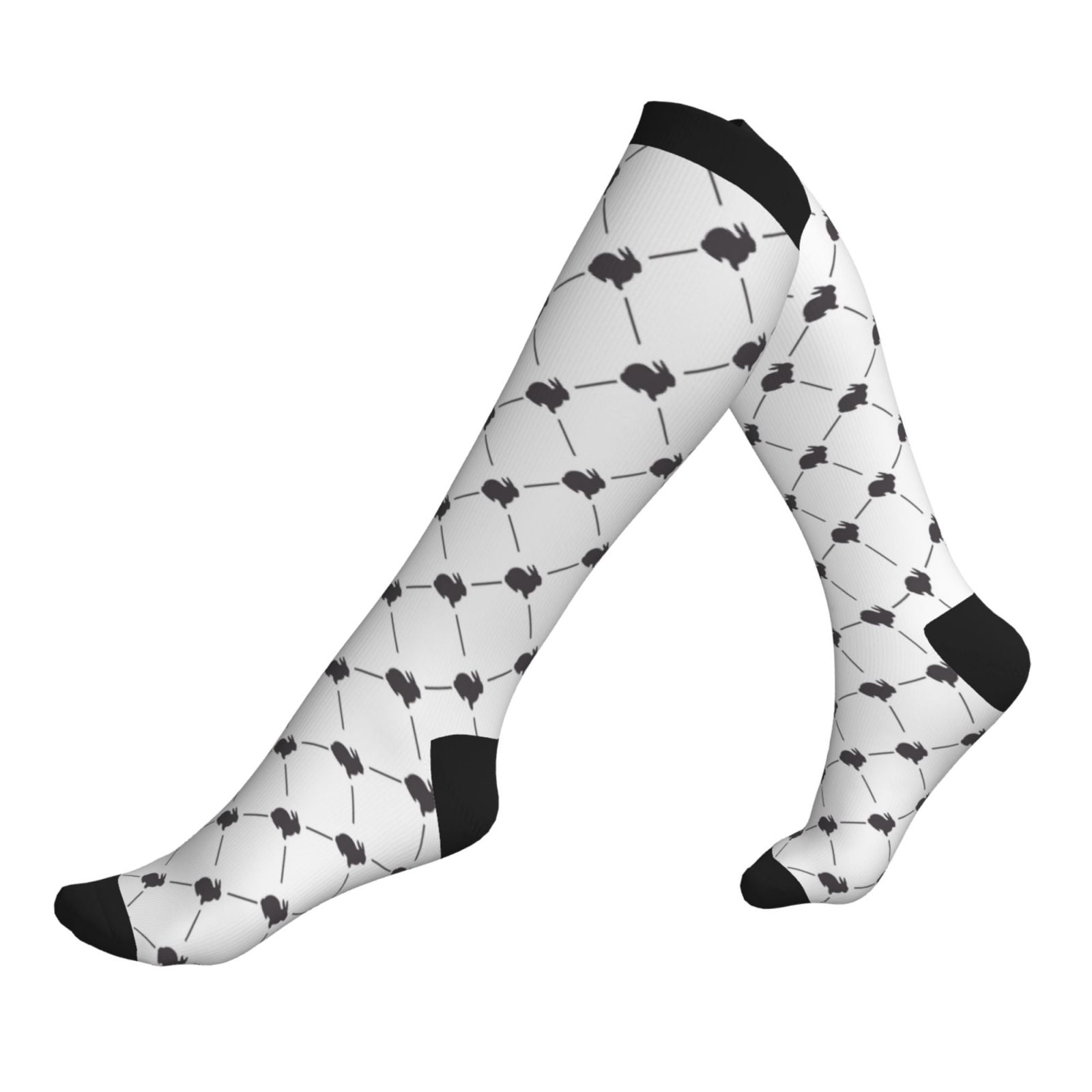 Lsque Black Rabbit Pattern Sport Compression Socks for Men & Women 15 ...