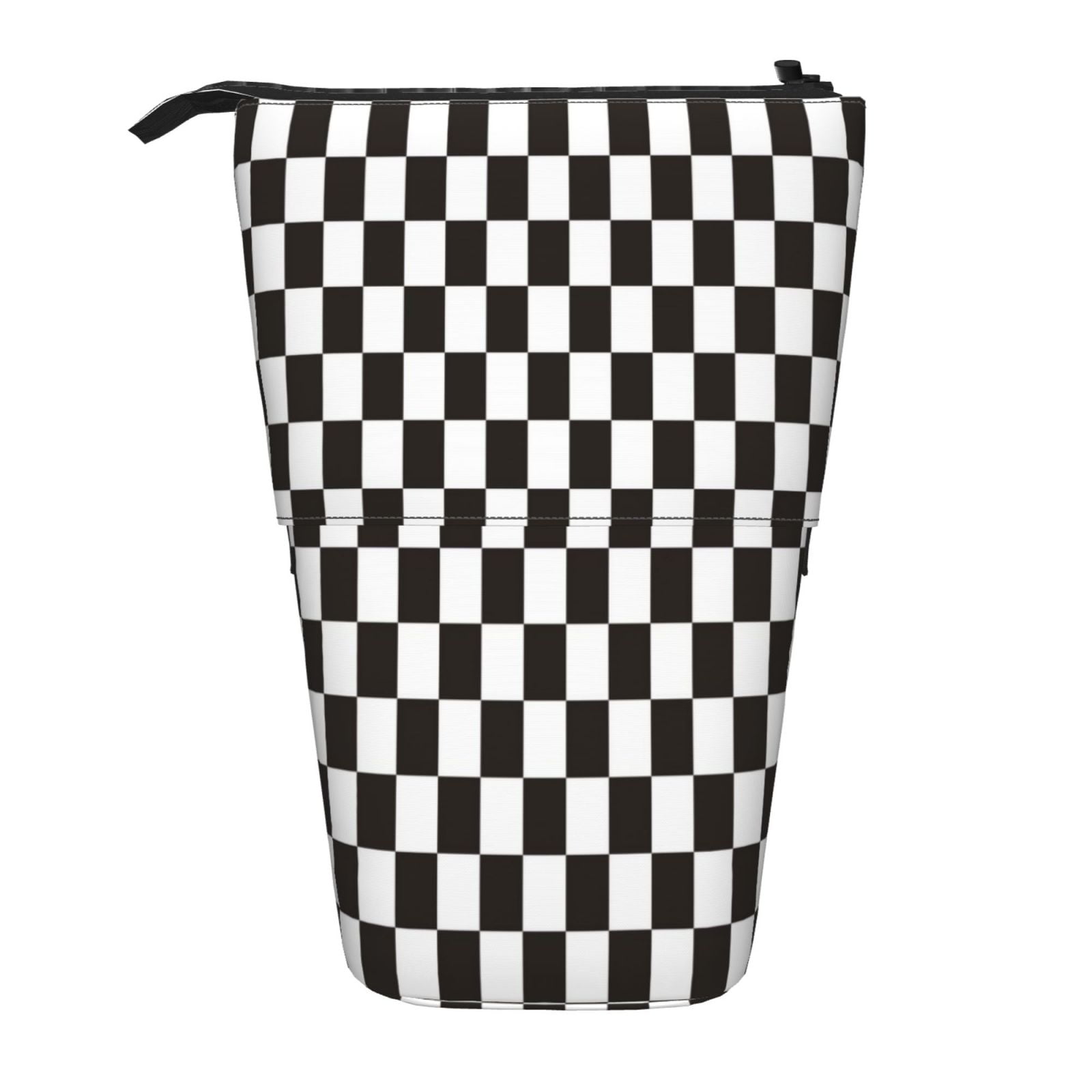 Lsque Black and White Checkerboard Pattern Telescopic Pencil Bag Pen ...