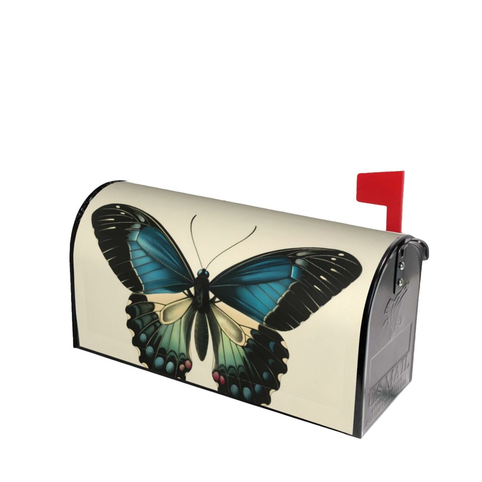 Lsque Blue Black Butterfly Art Mailbox Cover Standard Size ,Magnetic ...