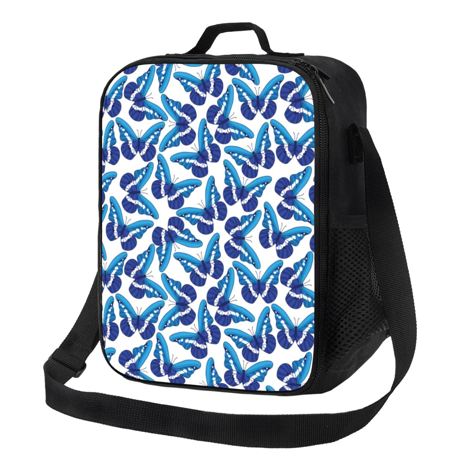 Lsque Blue Butterflies Lunch Bag Lunch Box for Women Men Reusable ...
