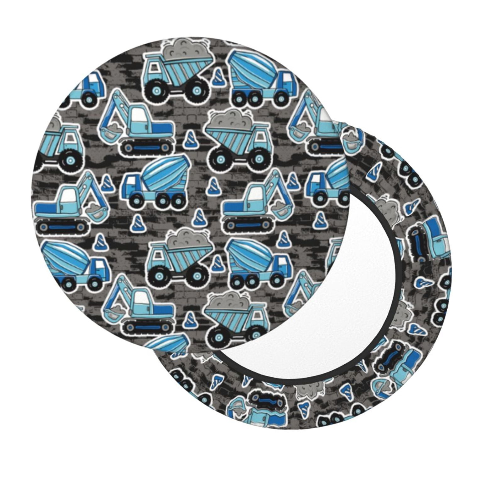 Lsque Blue Excavator Round Bar chair cushion covers Velvet Fabric ...