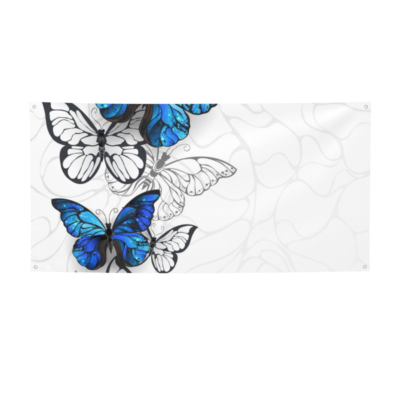 Lsque Blue Flying Butterflies Pattern Party Banner, Festive Banner ...