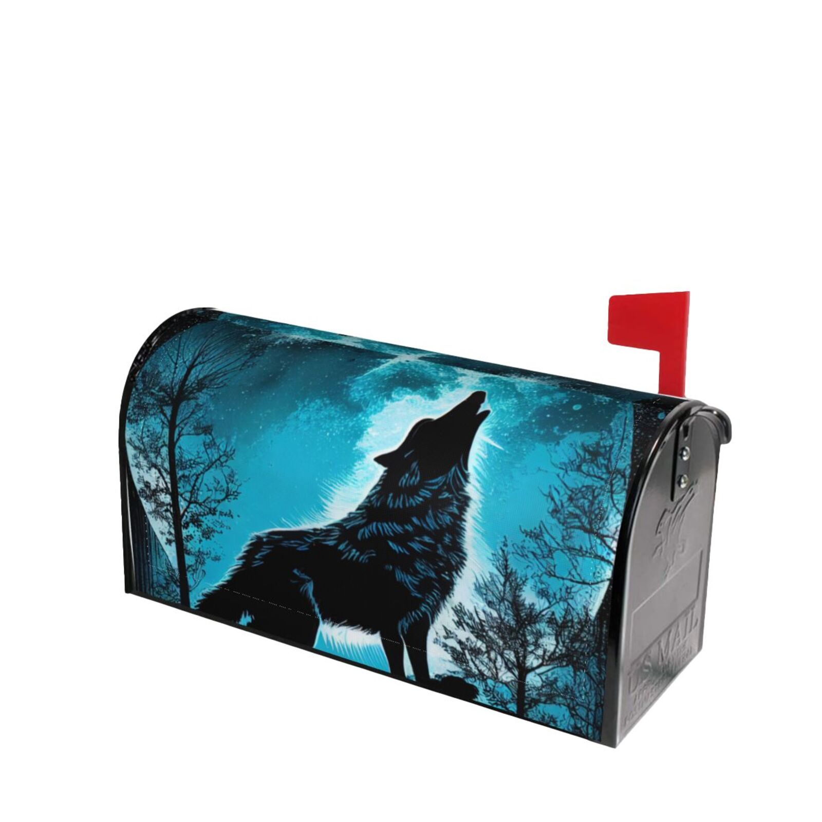 Lsque Blue Full Moon Wolf Mailbox Cover Standard Size ,Magnetic Mailbox ...