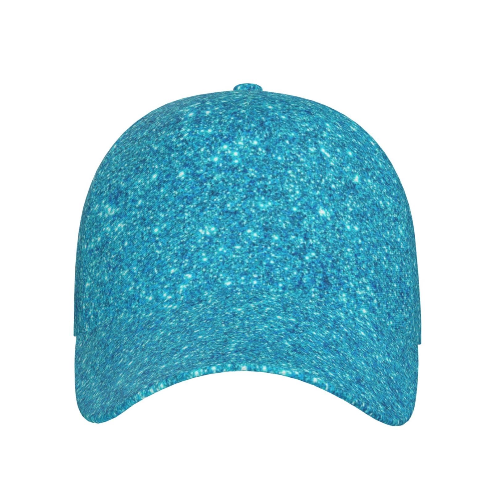 Lsque Blue Glitter Baseball Cap Trucker Low Profile Hat Golf Dad Hat ...