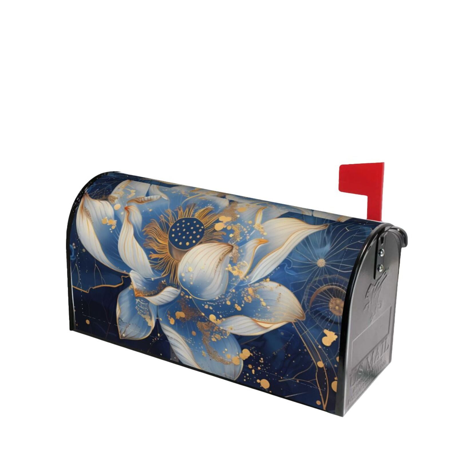 Lsque Blue Golden Dream Lotus Mailbox Cover Standard Size ,Magnetic ...