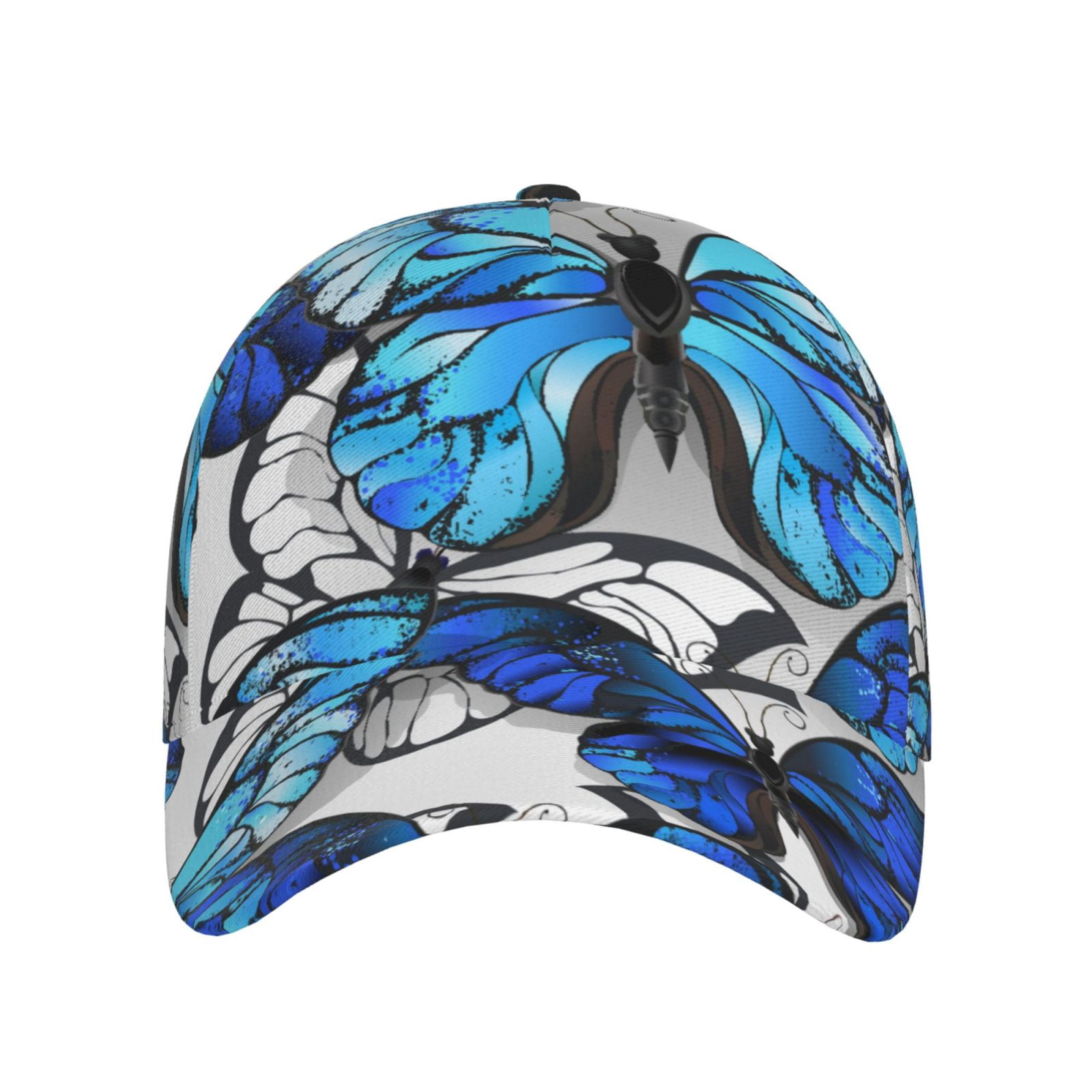 Lsque Blue and White Butterflies Baseball Cap Trucker Low Profile Hat ...