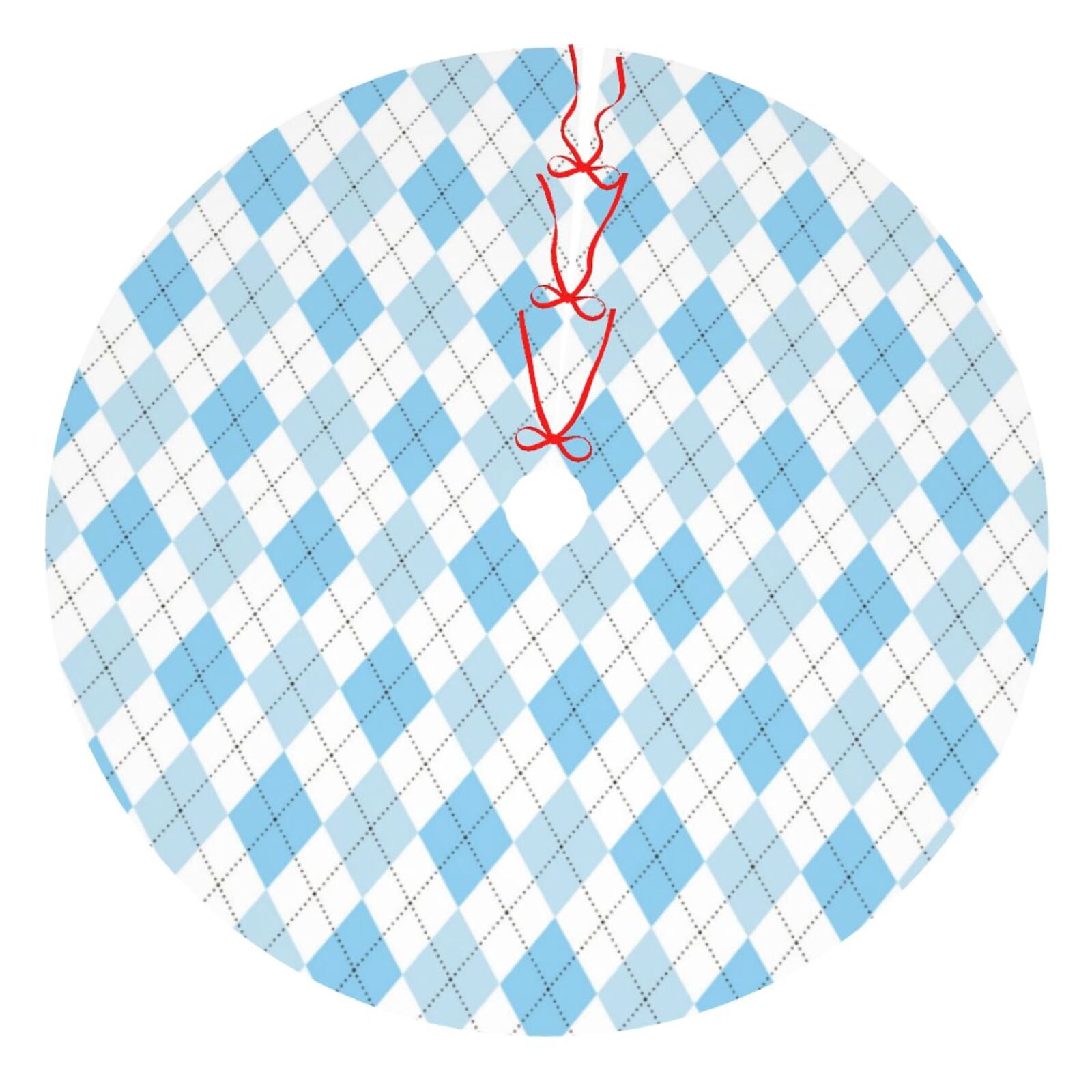 Lsque Blue and White Squares Print Christmas Tree Skirt, Tree Skirt ...