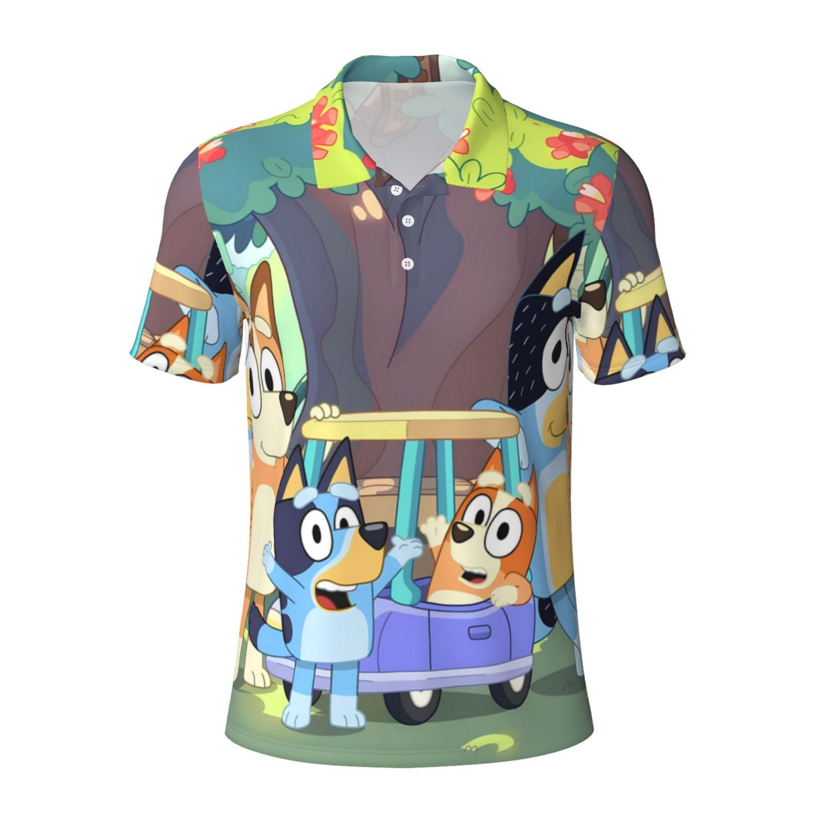 Lsque Bluey Pattern Golf Shirts for Men Dry Fit Print Moisture Wicking ...