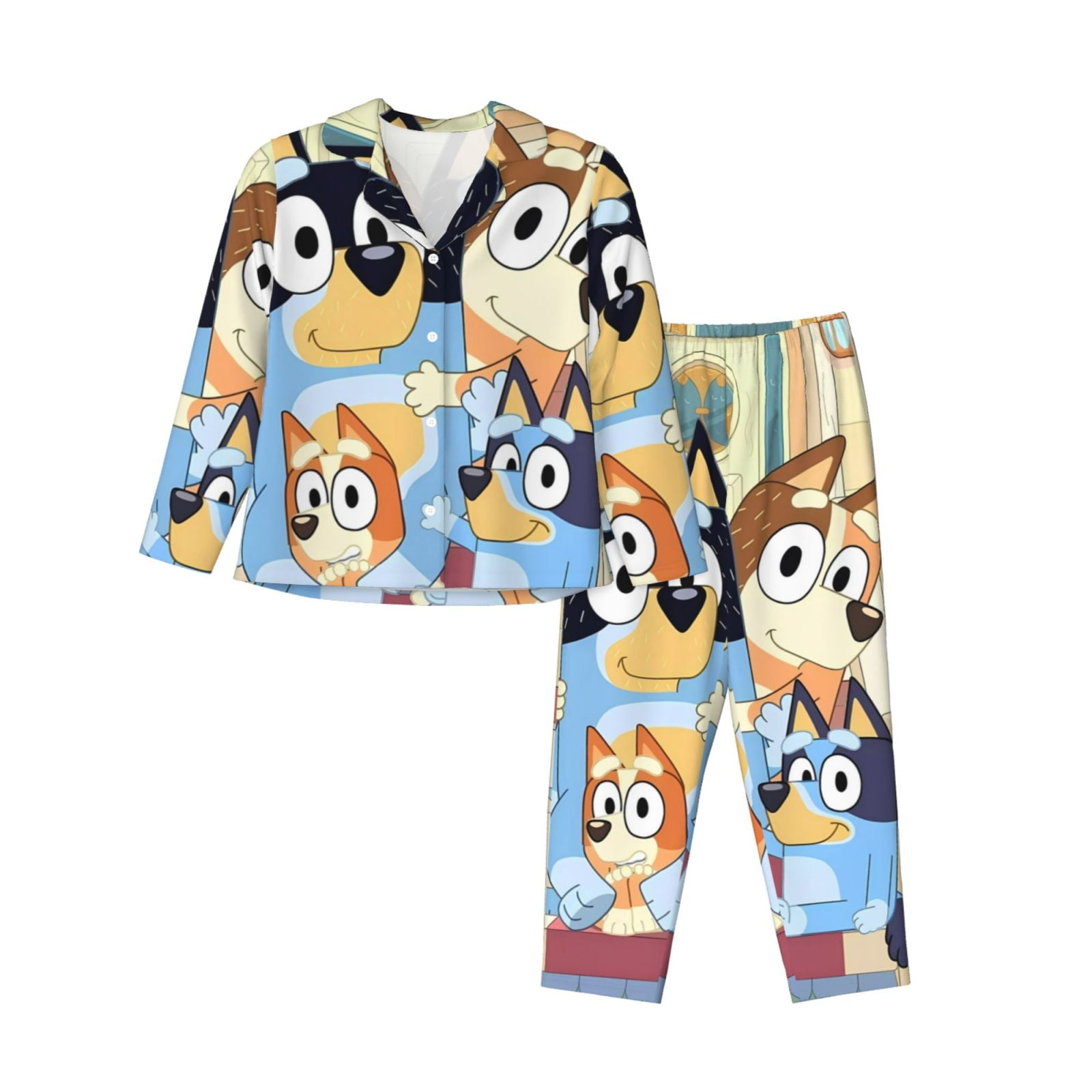 Lsque Bluey Pattern Long Sleeve Pajama Set for Women - Soft 2-Piece ...